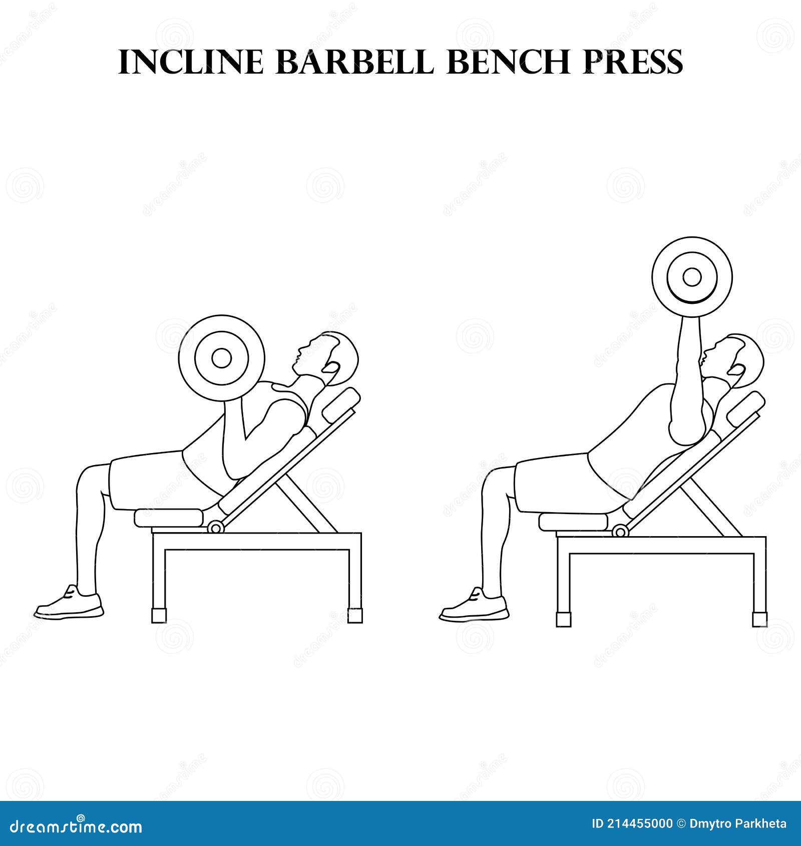 Incline Barbell Bench Press Workout Exercise Vector Illustration ...