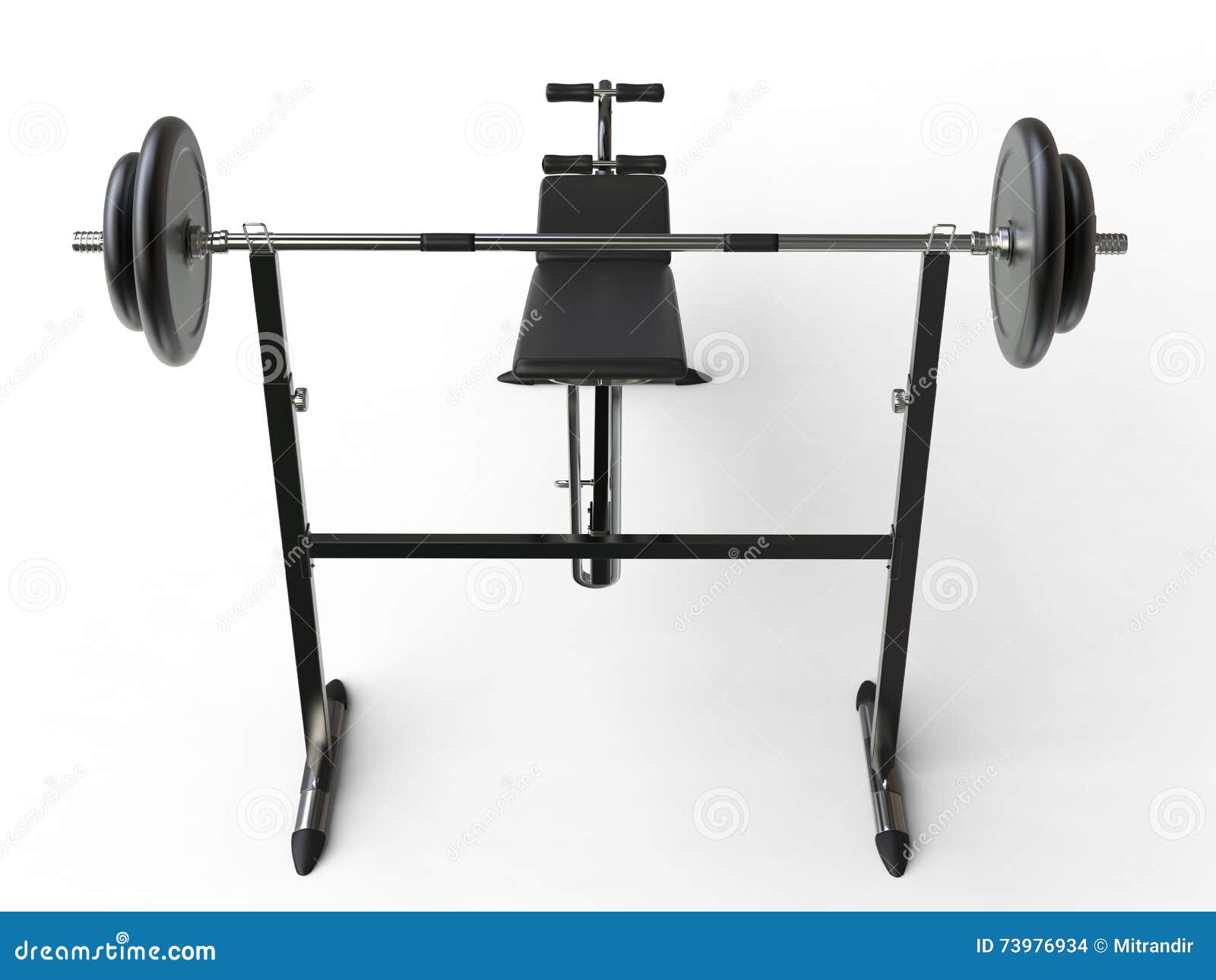 Incline Bench with Barbell Weight - Top Back View Stock Photo - Image ...