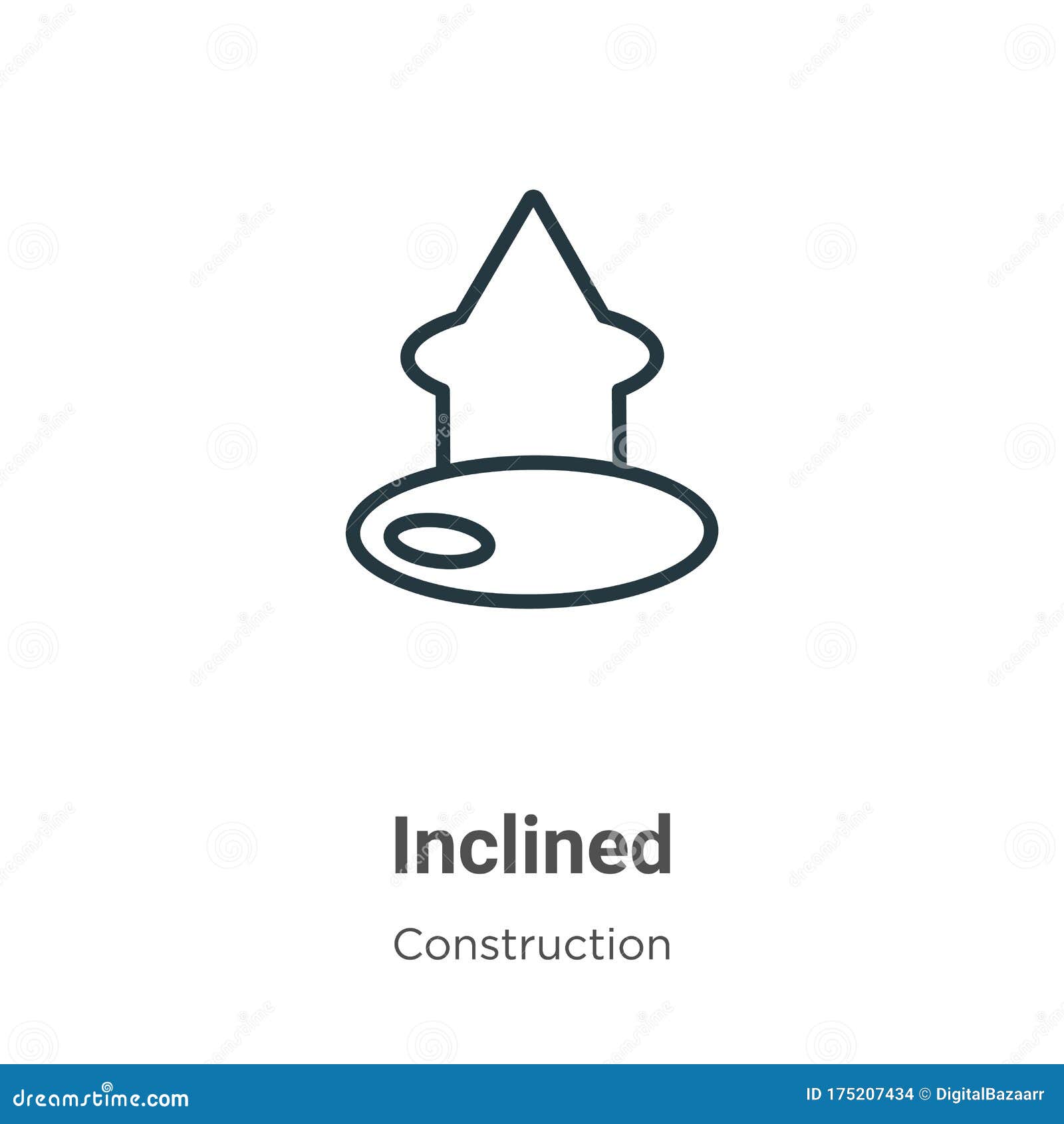 Inclined Outline Vector Icon. Thin Line Black Inclined Icon, Flat ...