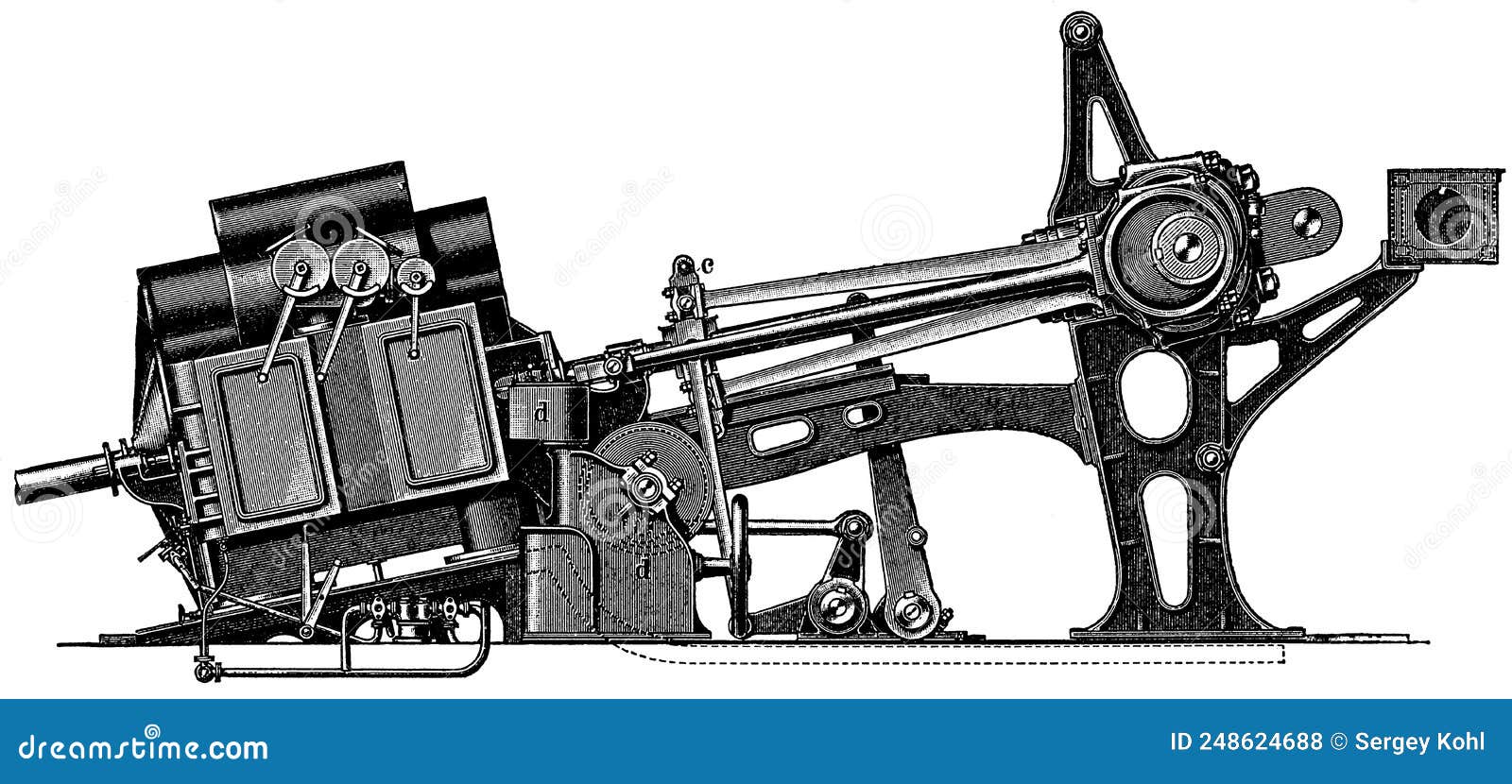 Inclined Ship Engine Compound Receiver Engine. Stock Illustration ...