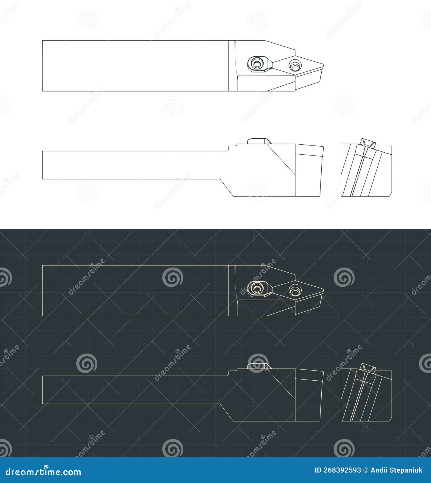 Inclined Tool for CNC Lathe Blueprints Stock Vector - Illustration of ...
