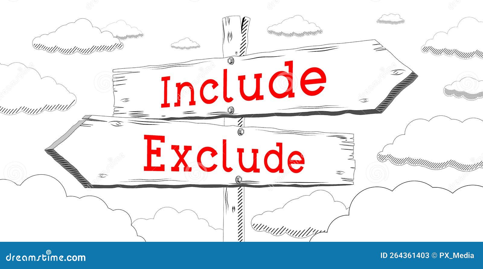 Include, Exclude - Outline Signpost with Two Arrows Stock Illustration ... Include, Exclude - Outline Signpost with Two Arrows Stock Illustration ...