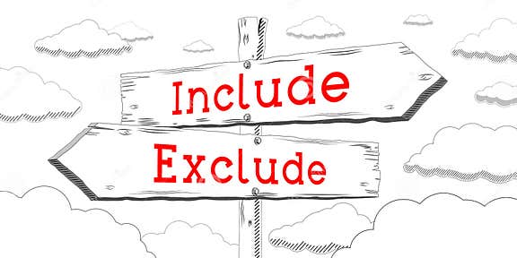 Include, Exclude - Outline Signpost with Two Arrows Stock Illustration ...