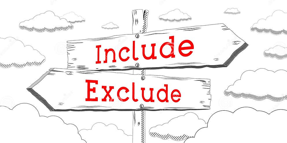 Include, Exclude - Outline Signpost with Two Arrows Stock Illustration ...