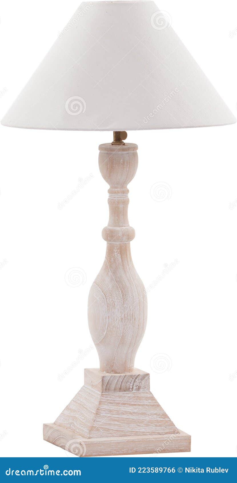 Included Table Lamp with Shade on a Wooden Leg Stock Photo - Image of ...