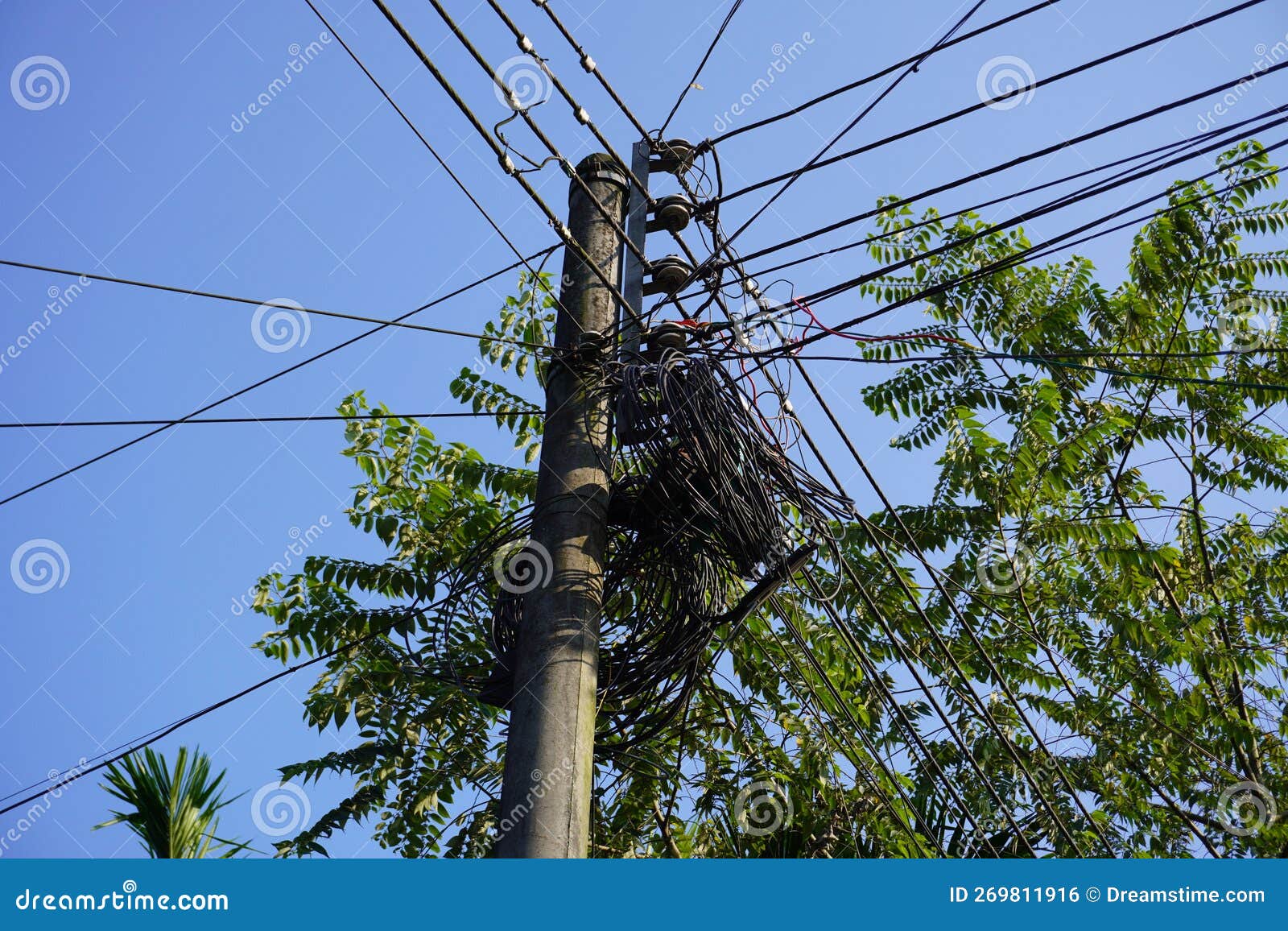 Including Random Wires of Electricity. Electricity Poles. Stock Photo ...