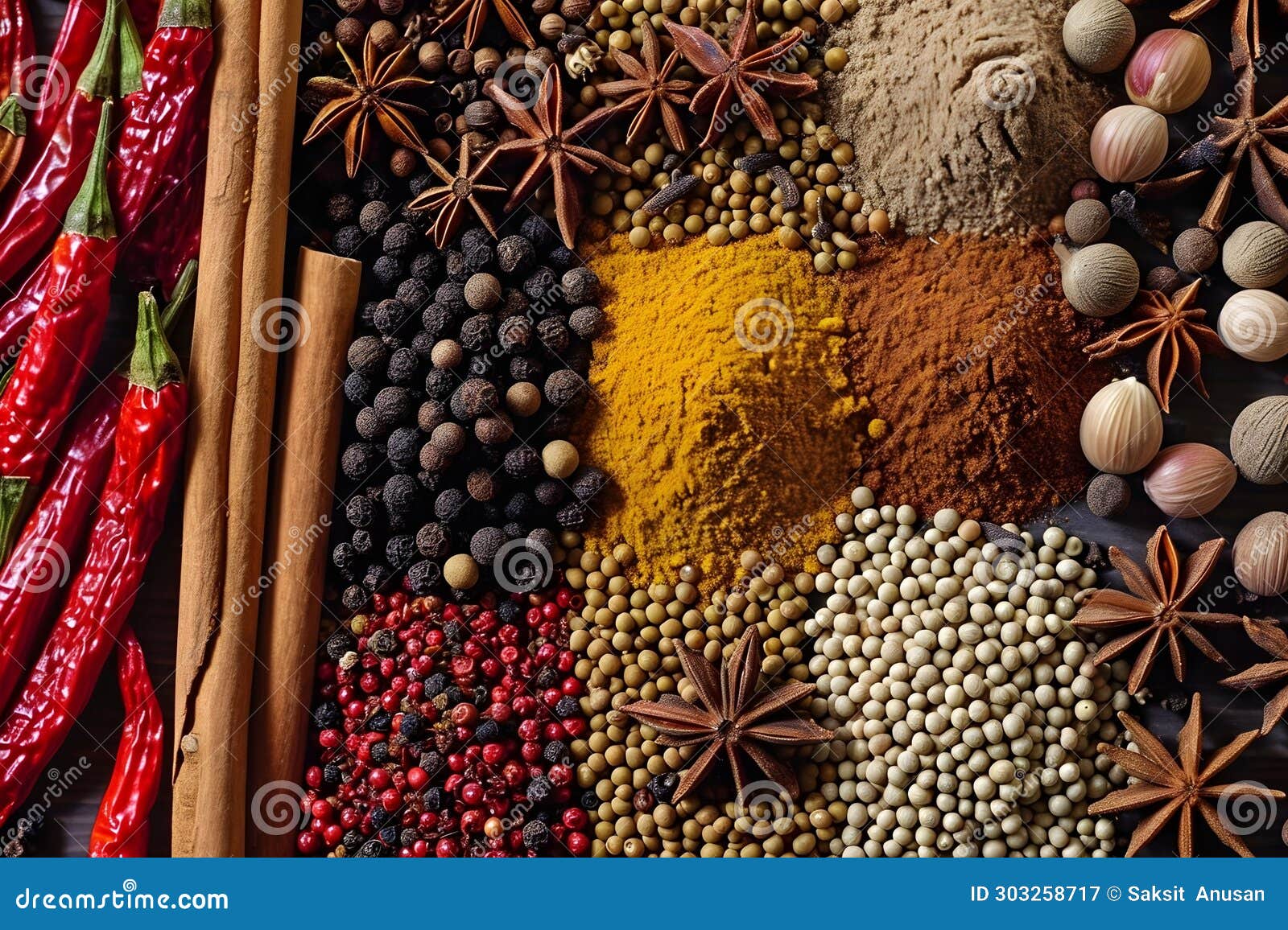 Mixed spices stock illustration. Illustration of produce - 303258717