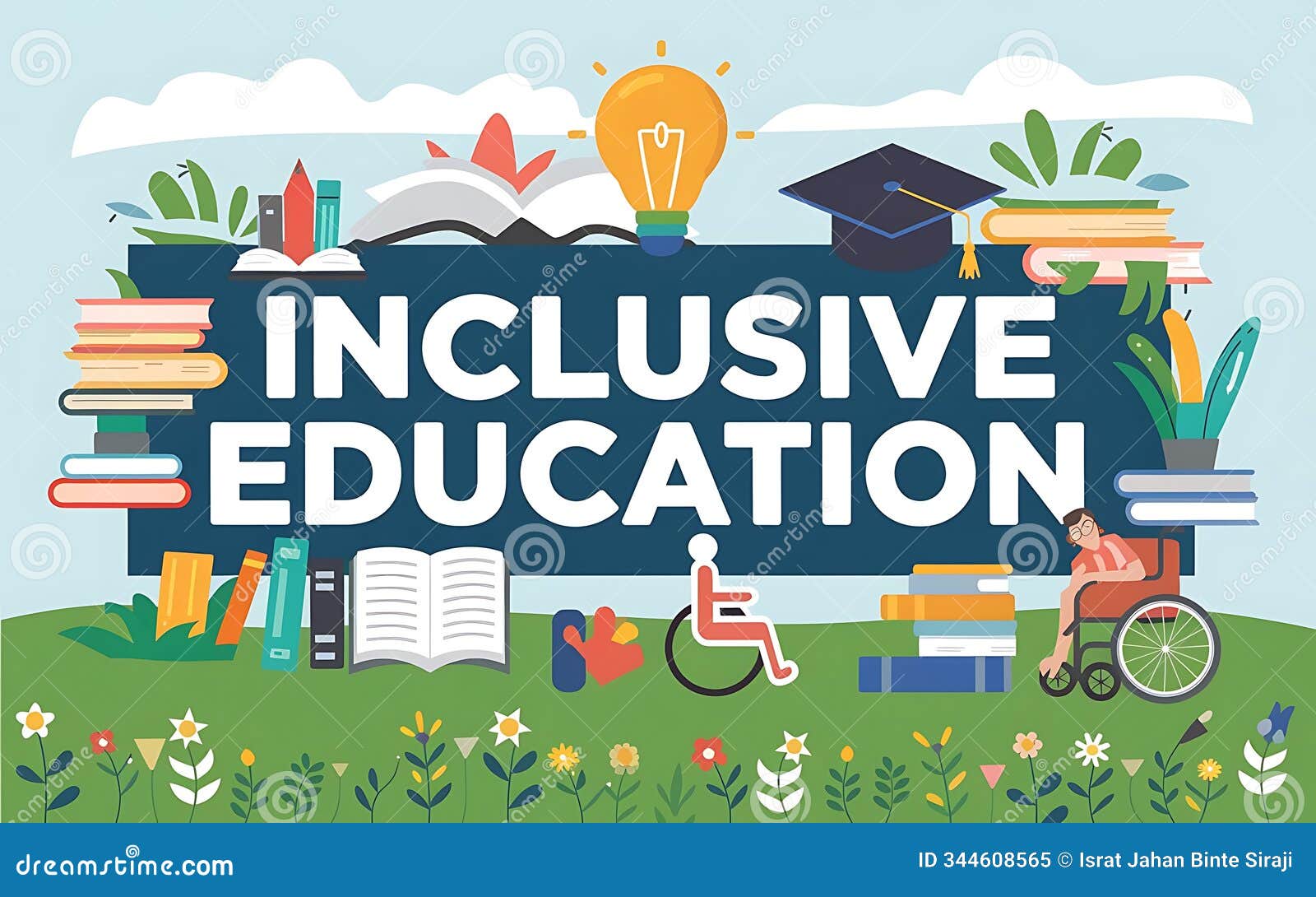 Inclusive Education Banner with Symbols of Learning and Accessibility ...