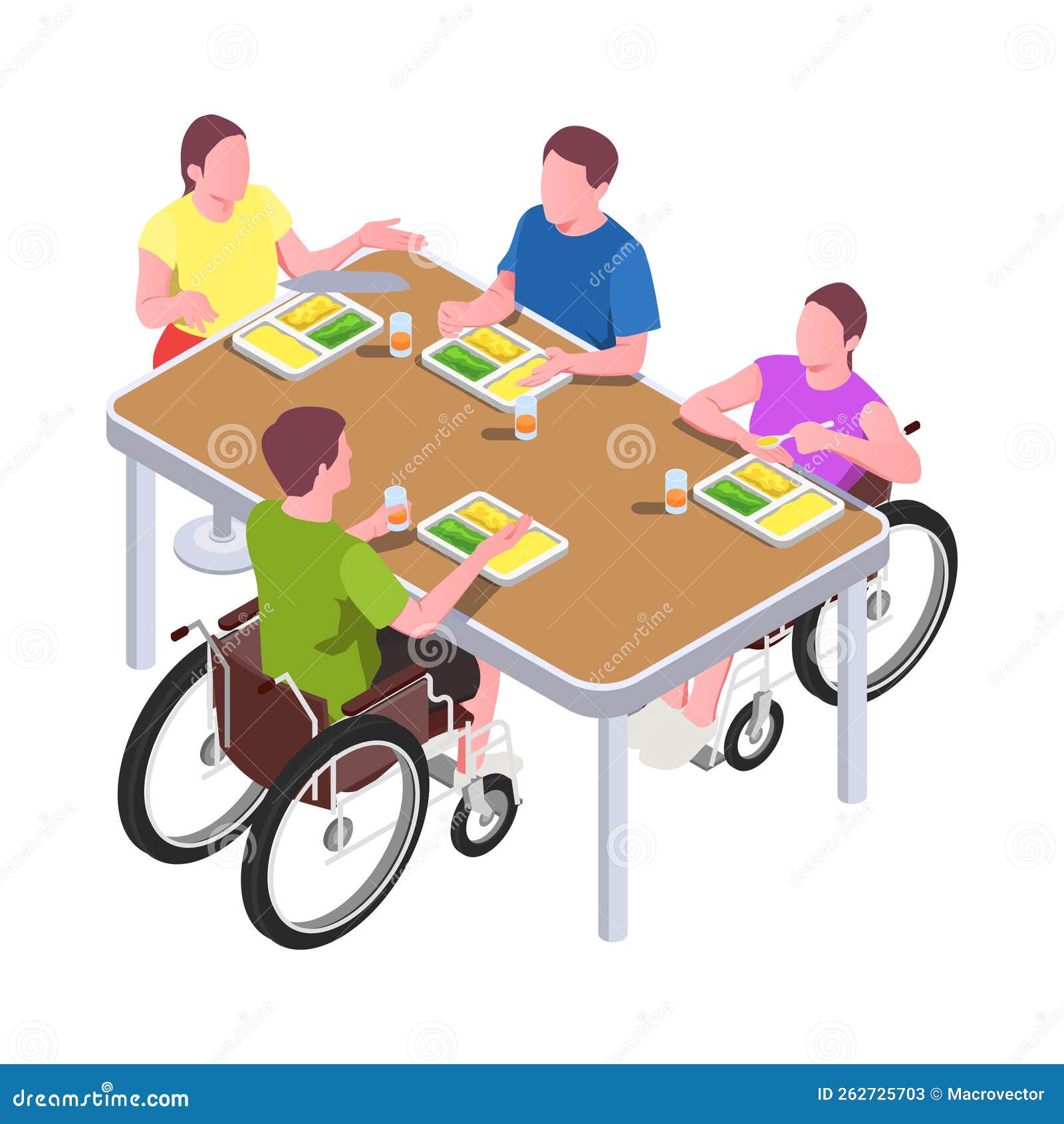 Inclusive Education Lunch Composition Stock Illustration - Illustration ...