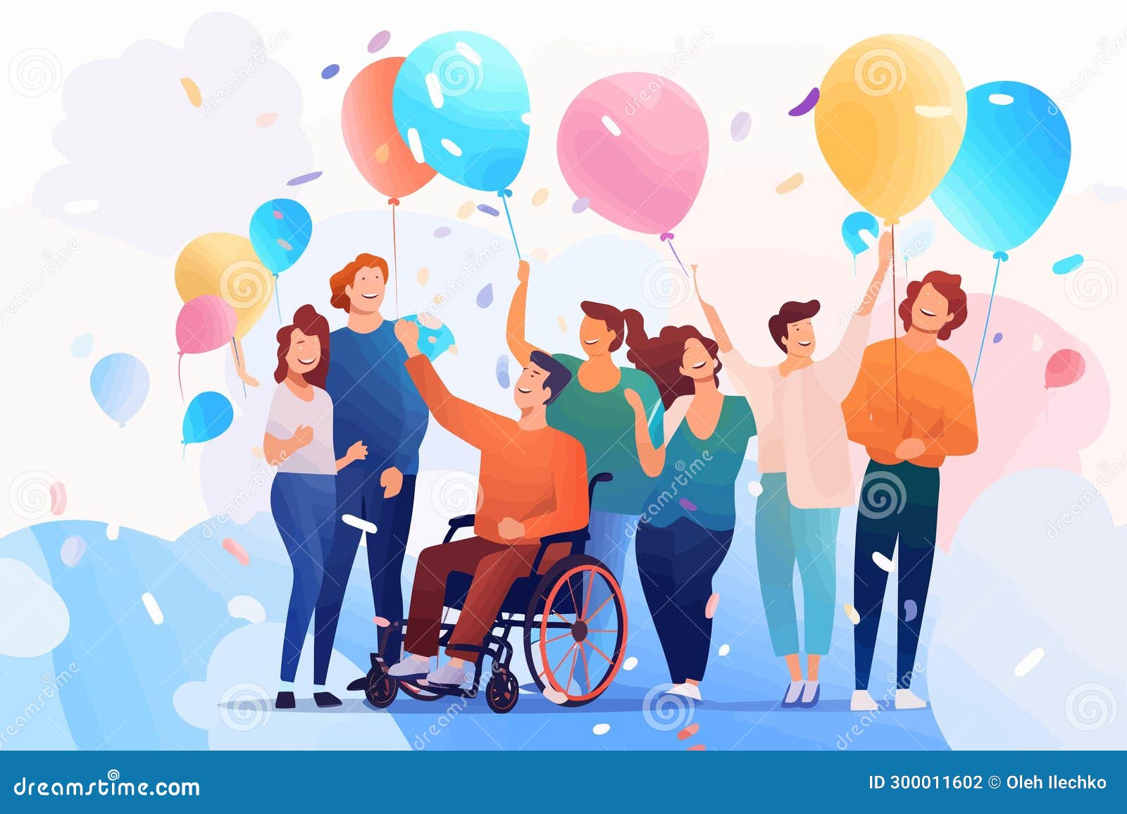 Inclusive Group of Happy People Isolated Vector Style Illustration ...