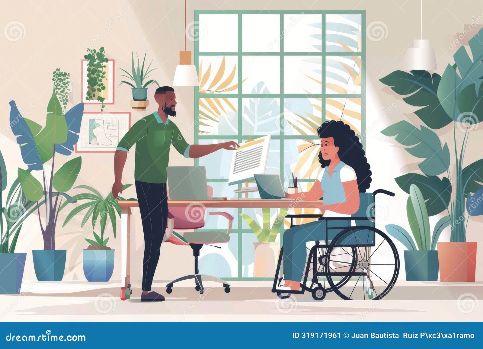 Inclusive Office Meeting with Diverse Colleagues. Stock Illustration ...