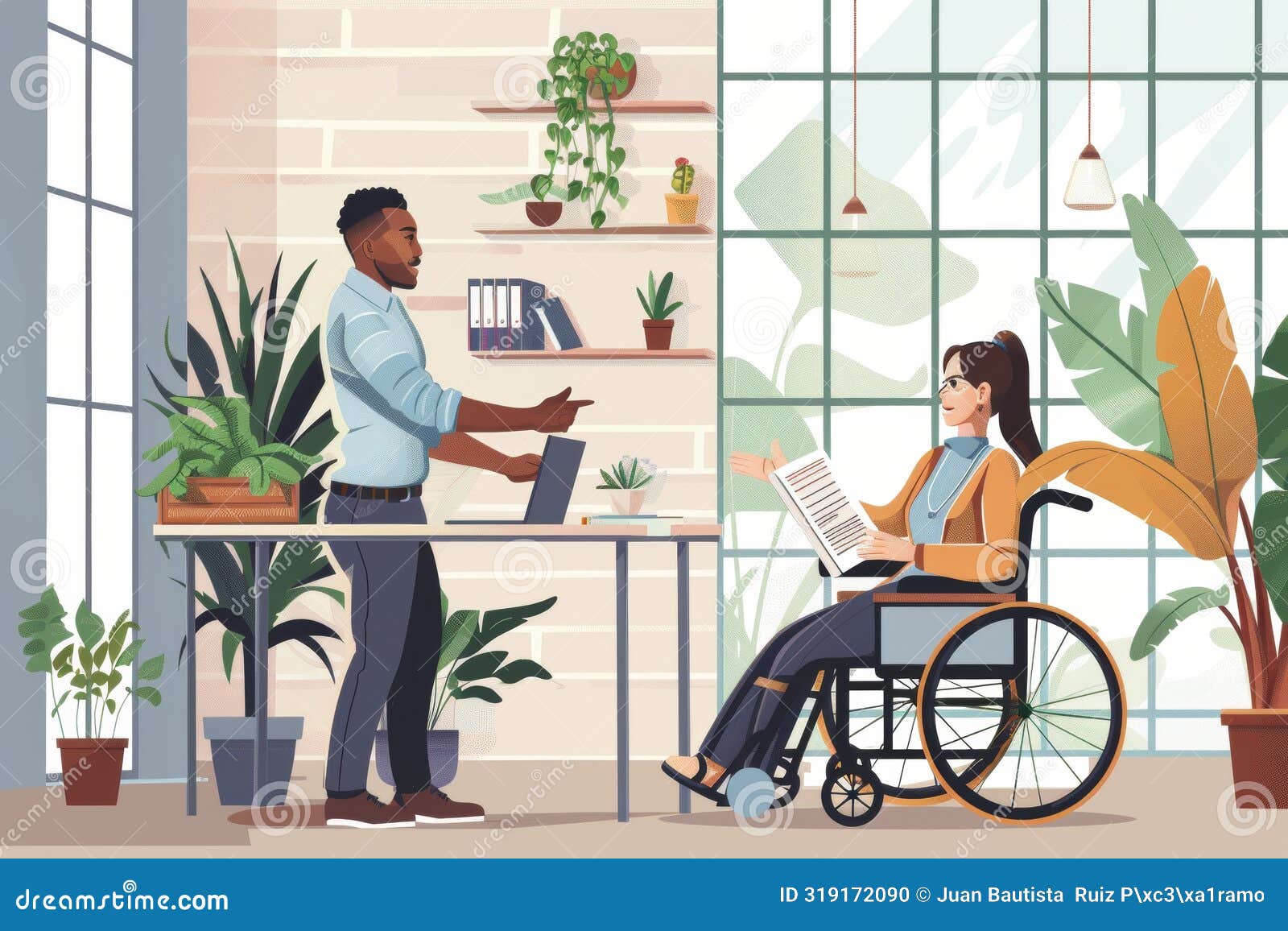 Inclusive Office Meeting with Diverse Colleagues. Stock Illustration ...