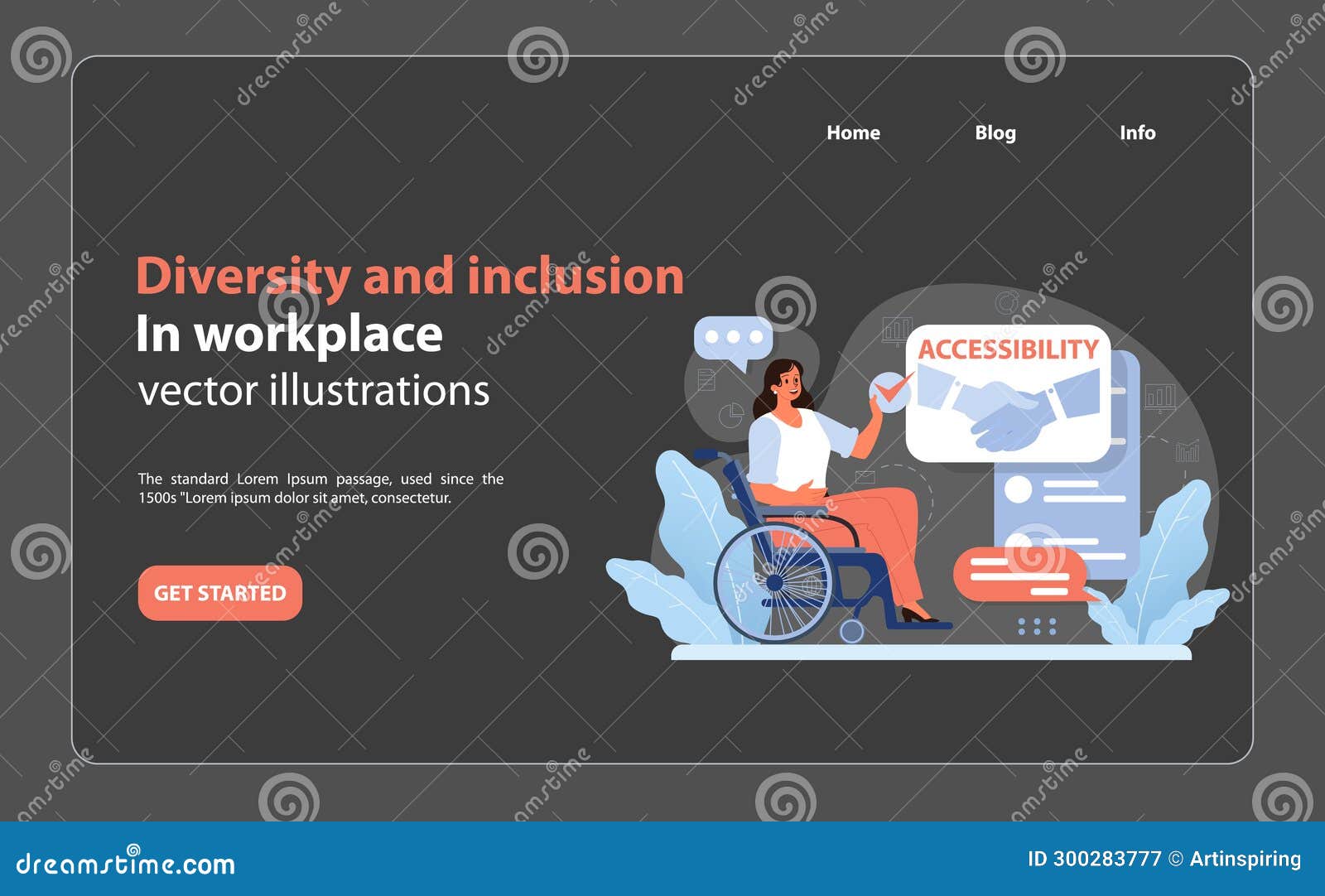 Inclusive Workplace Focus on Accessibility. Flat Vector Illustration ...