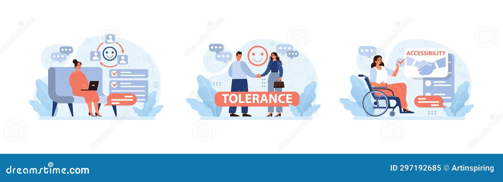 Inclusive Workplace Set. Flat Vector Illustration. Stock Vector ...