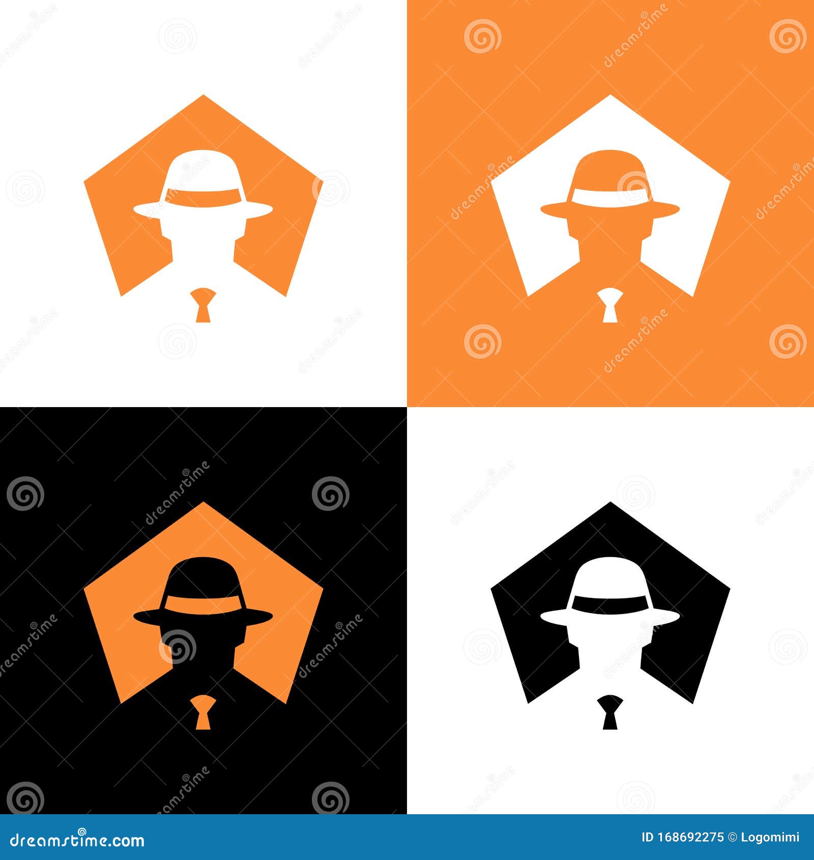 Incognito Logo Design Template Elements, Gangster or Spy with Fedora ...