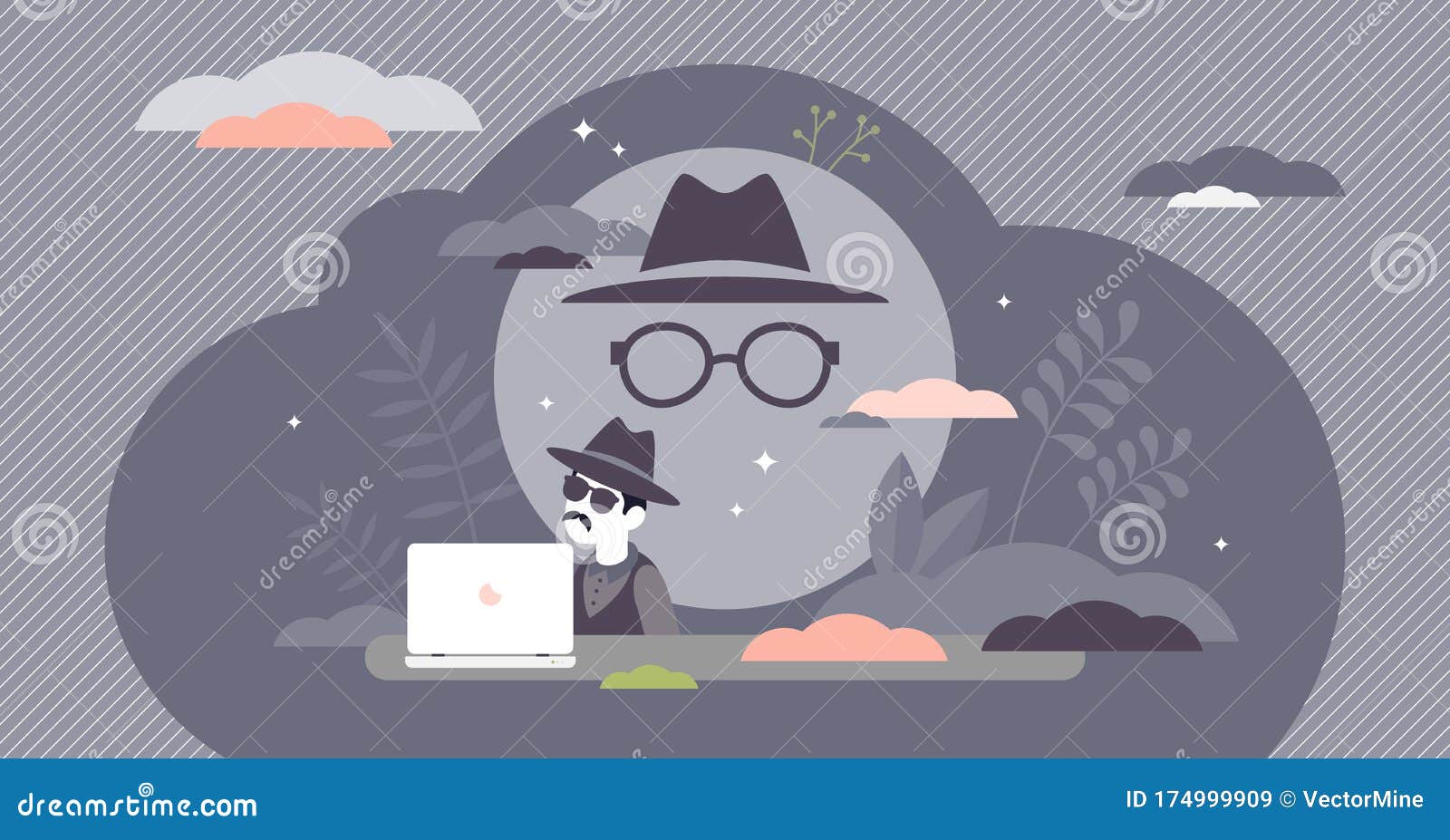 Incognito Mode Concept, Flat Tiny Person Vector Illustration Stock ...