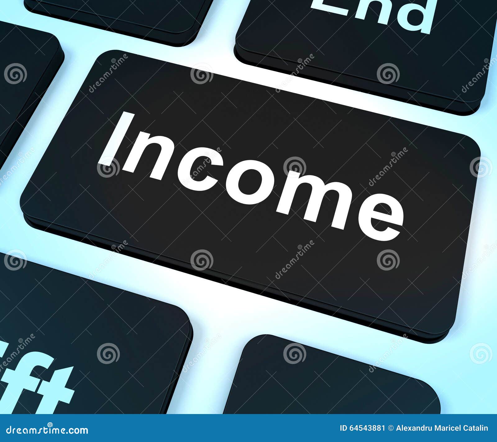 Income Computer Key Showing Earnings and Revenue Stock Image - Image of ...