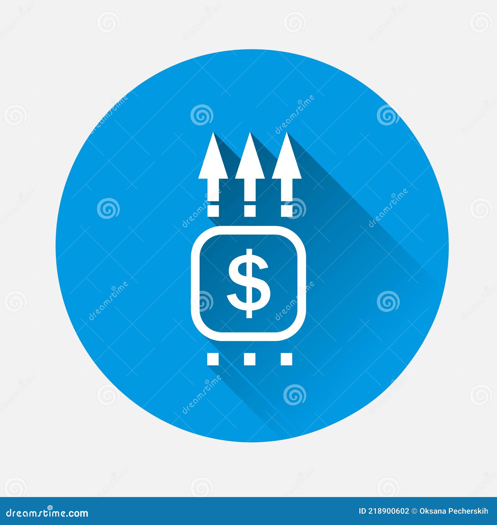 Income Level Growth Vector Icon on Blue Background. Flat Image with ...