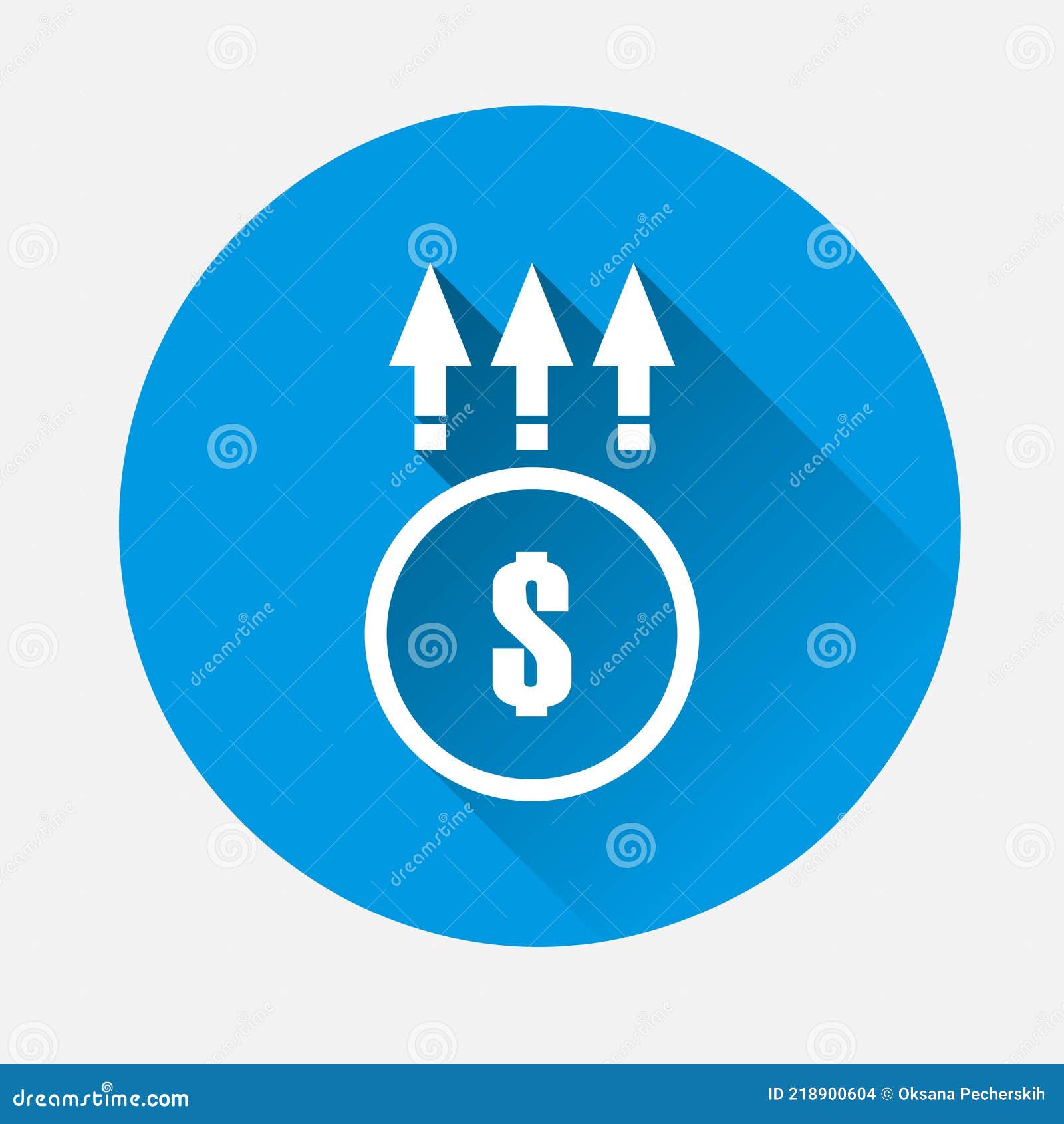 Income Level Growth Vector Icon on Blue Background. Flat Image with ...