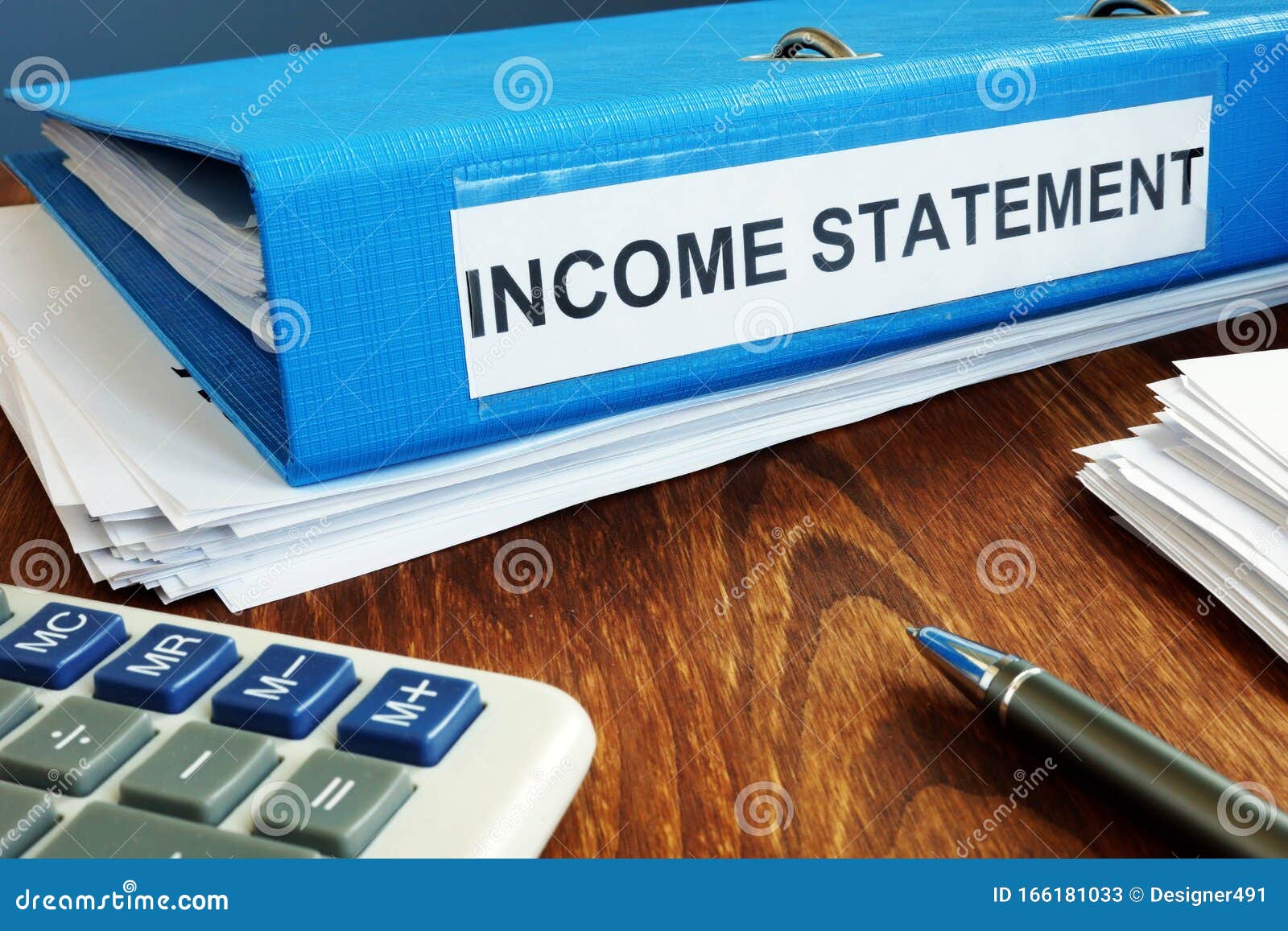 Income Statement Papers in the Blue Folder Stock Image - Image of ...