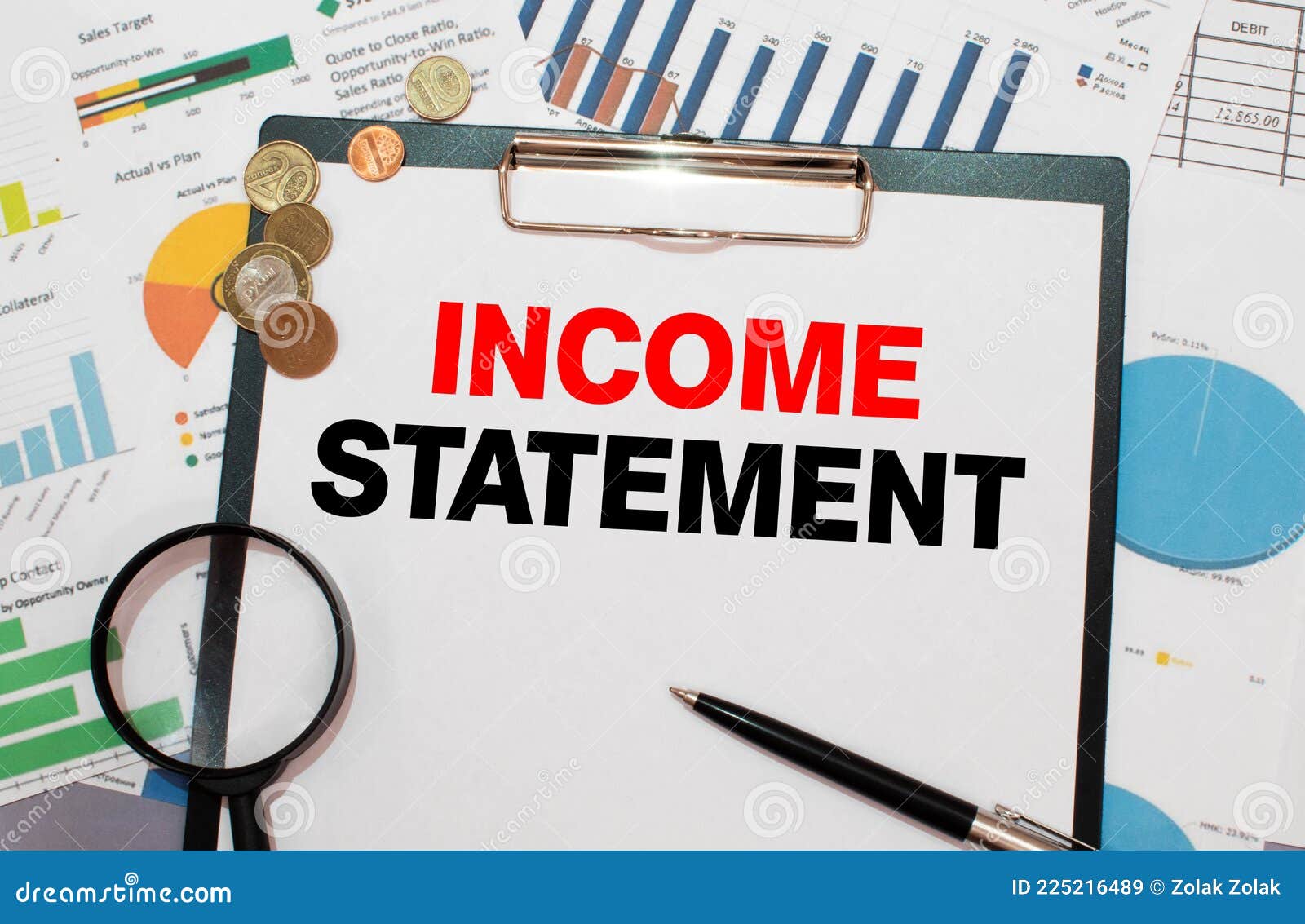 Income Statement, the Text is Printed on a Piece of Paper Torn from a ...