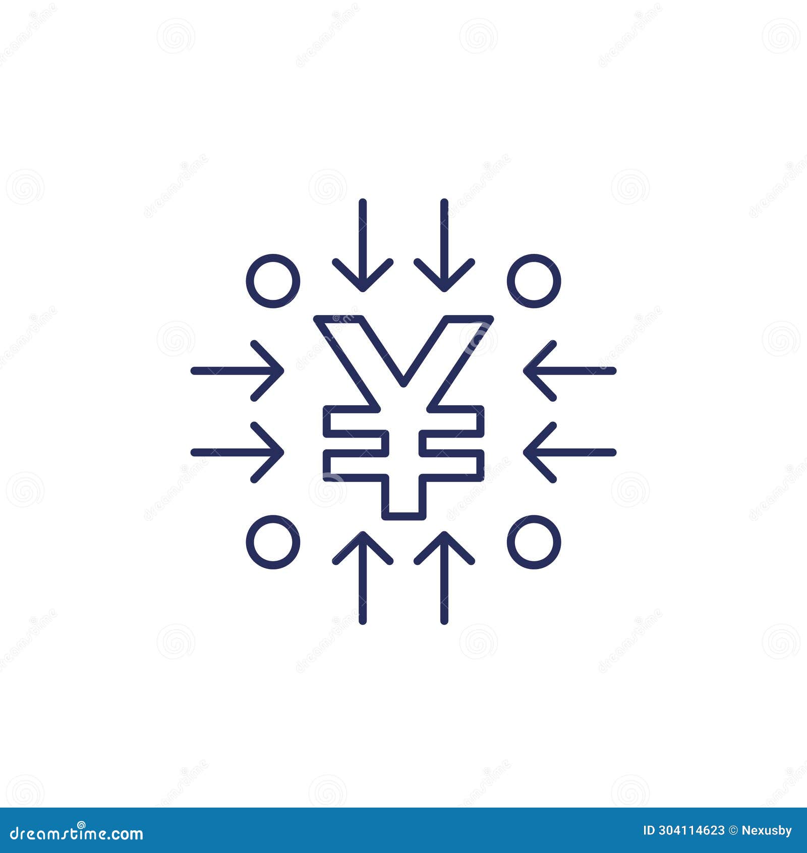 Income Streams, Sources Line Icon with Yuan Stock Illustration ...
