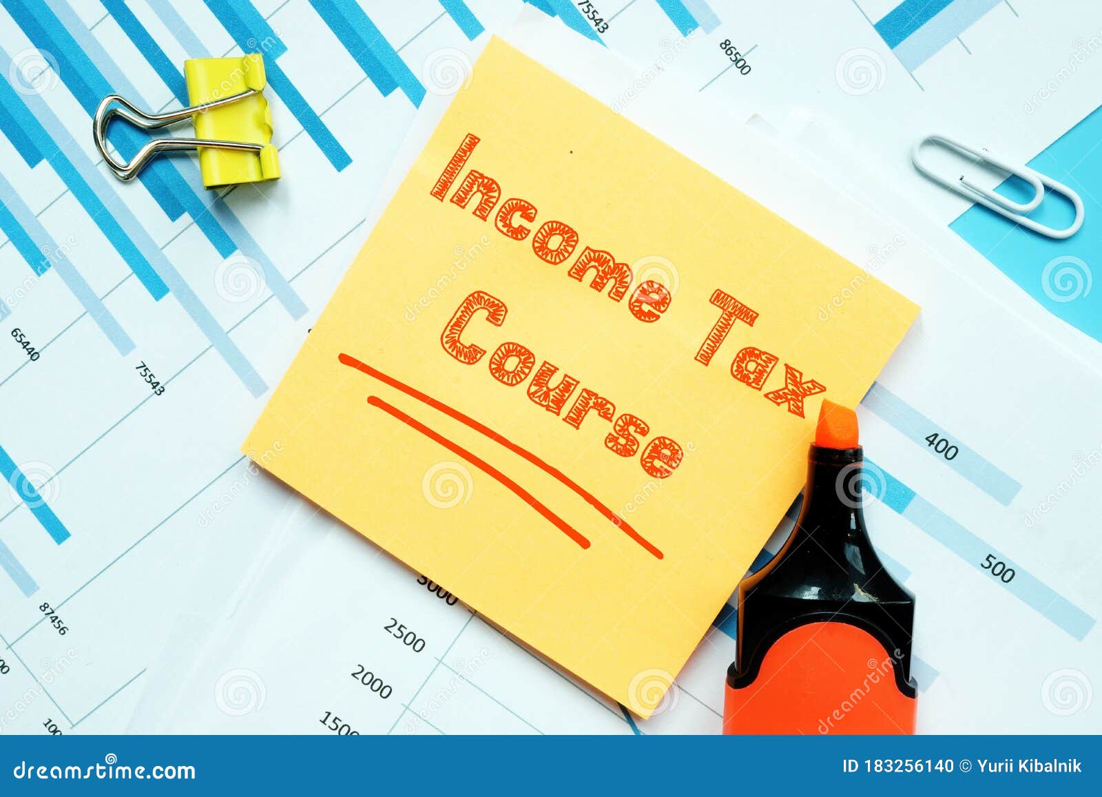 Income Tax Course Sign on the Sheet Stock Photo - Image of taxation ...
