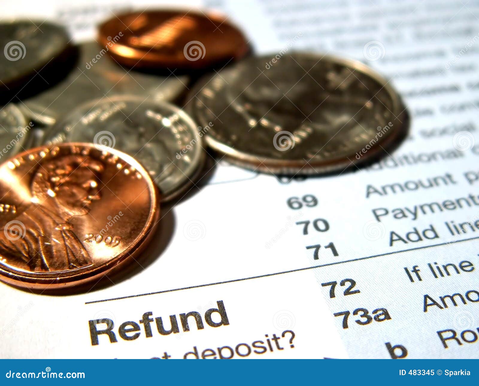 Income tax refund stock image. Image of financial, dimes - 483345