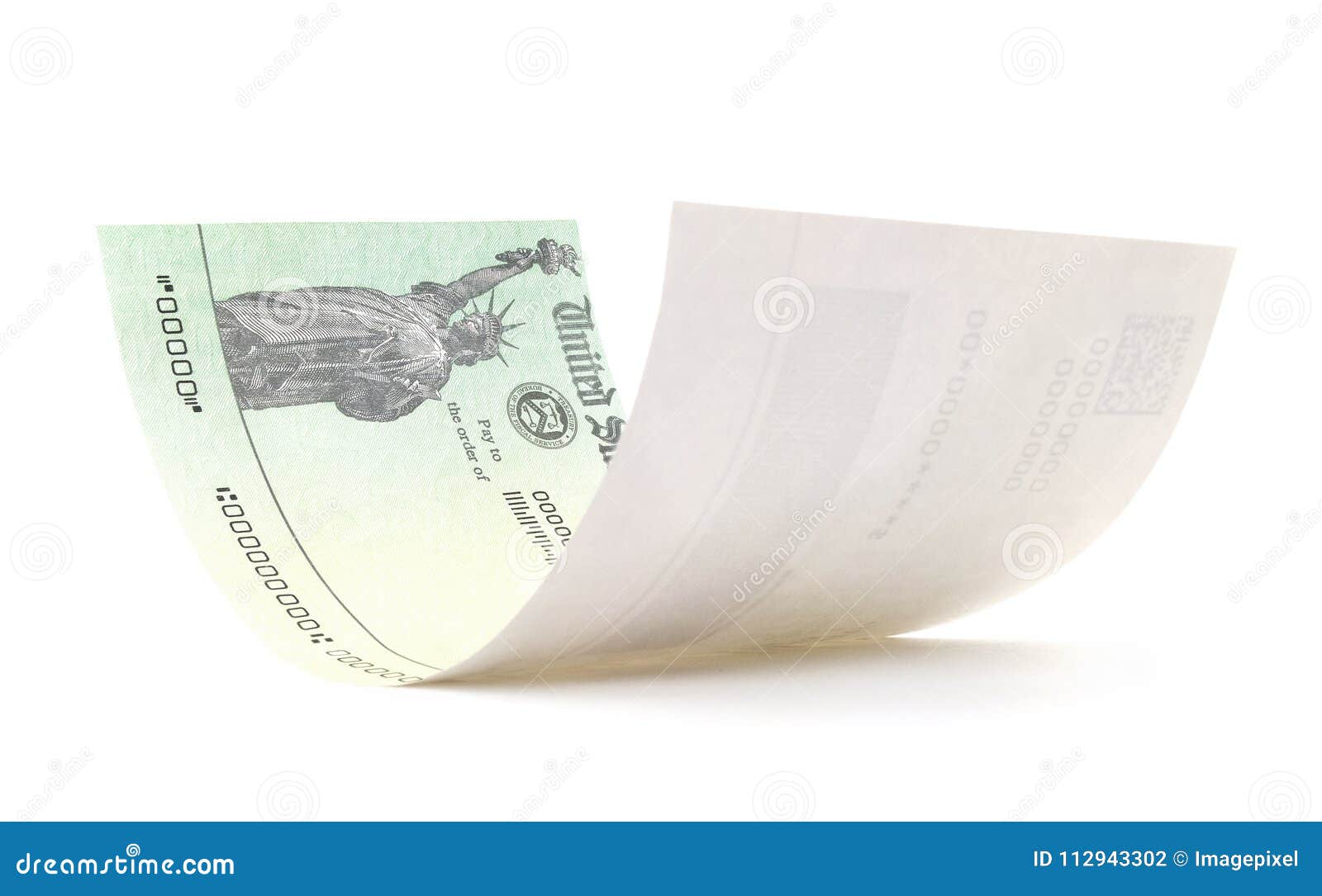 Treasury Check stock photo. Image of taxes, paper, curved - 112943302