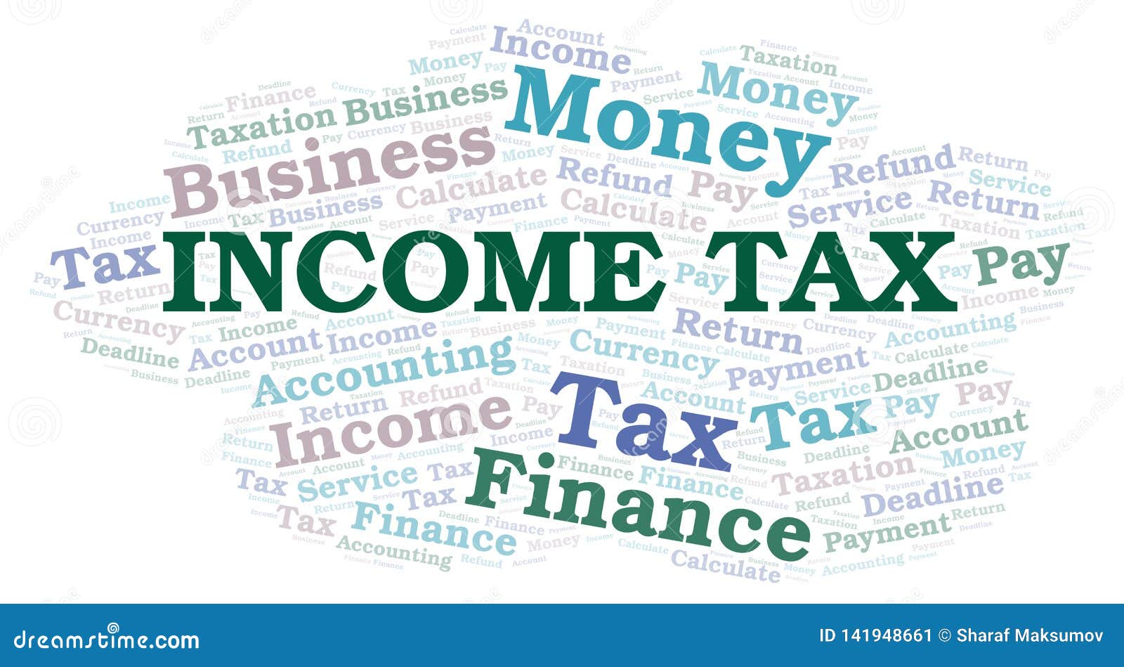 Income Tax word cloud stock illustration. Illustration of taxation ...