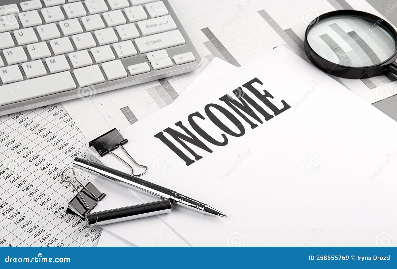 INCOME Text on Paper with Chart and Keyboard, Business Concept Stock ...