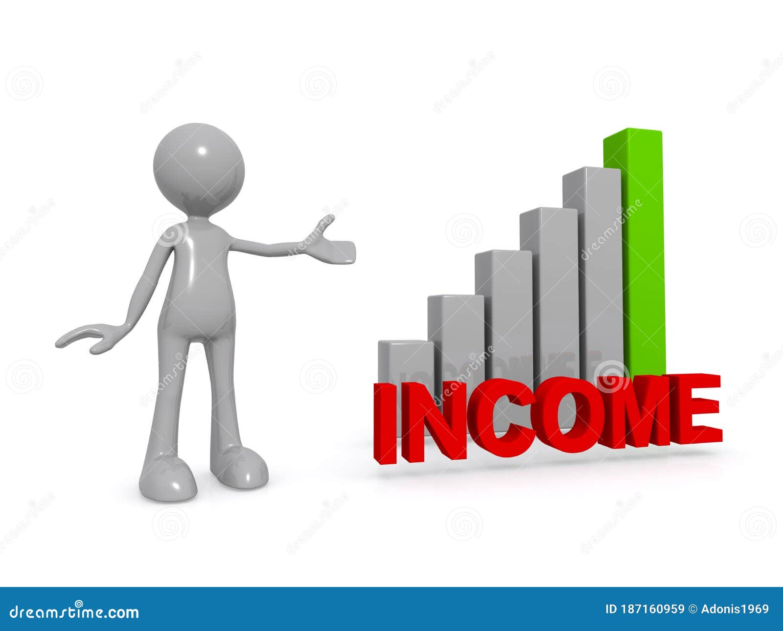 Income Word with Graph and Man Stock Illustration - Illustration of ...