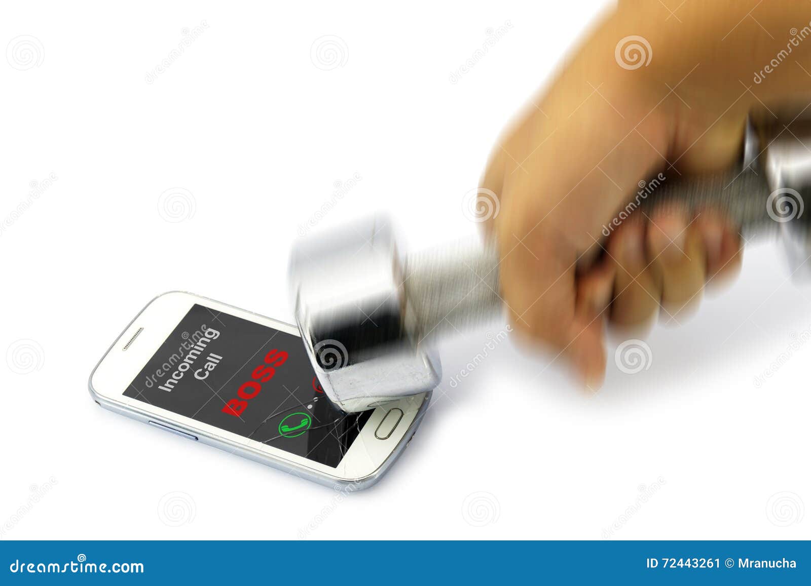 Incoming Call BOSS Showing on the Smartphone Which Smashed by the ...