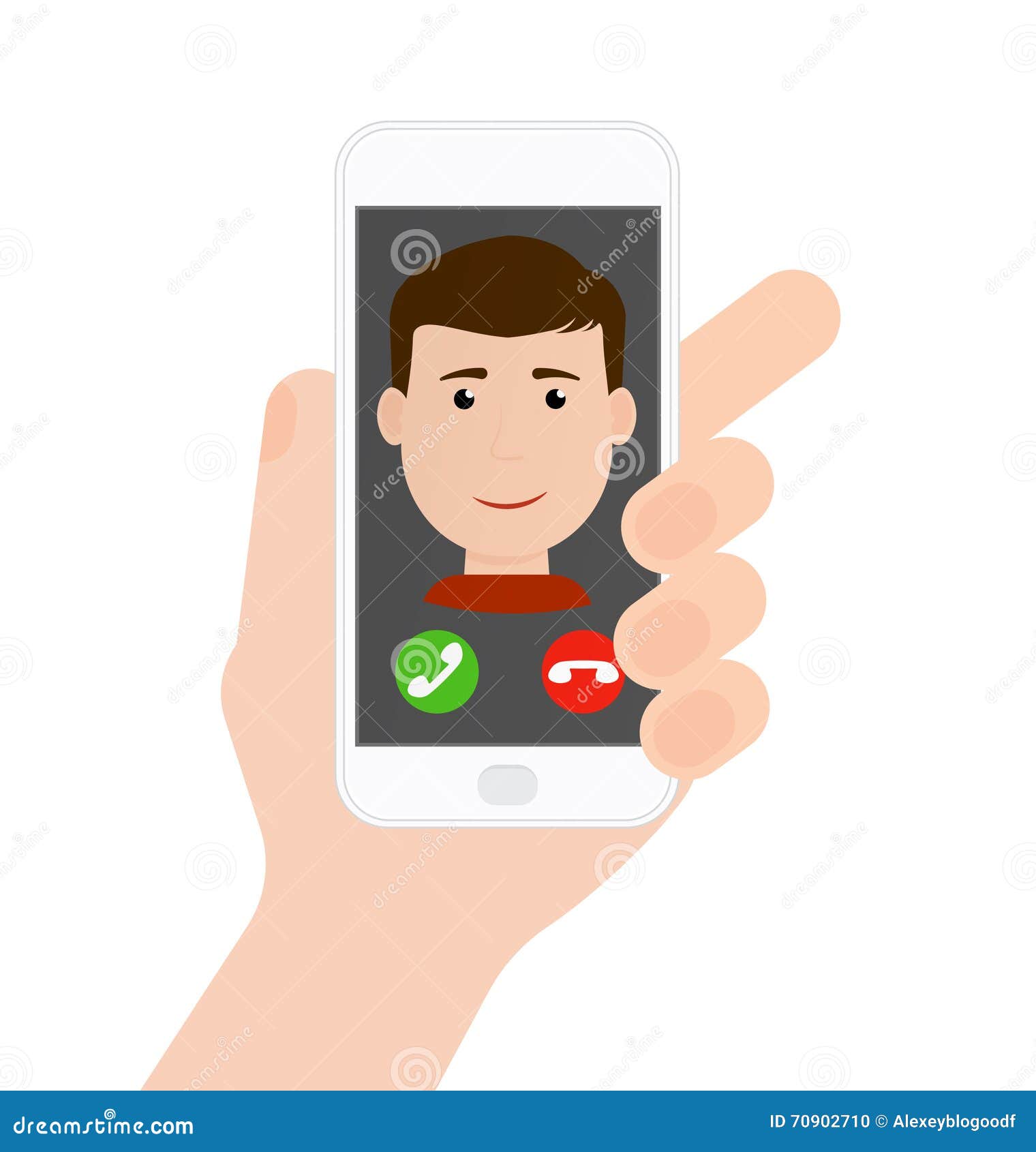 Incoming Call From Boy/man On Phone In Hand, Flat Vector ...