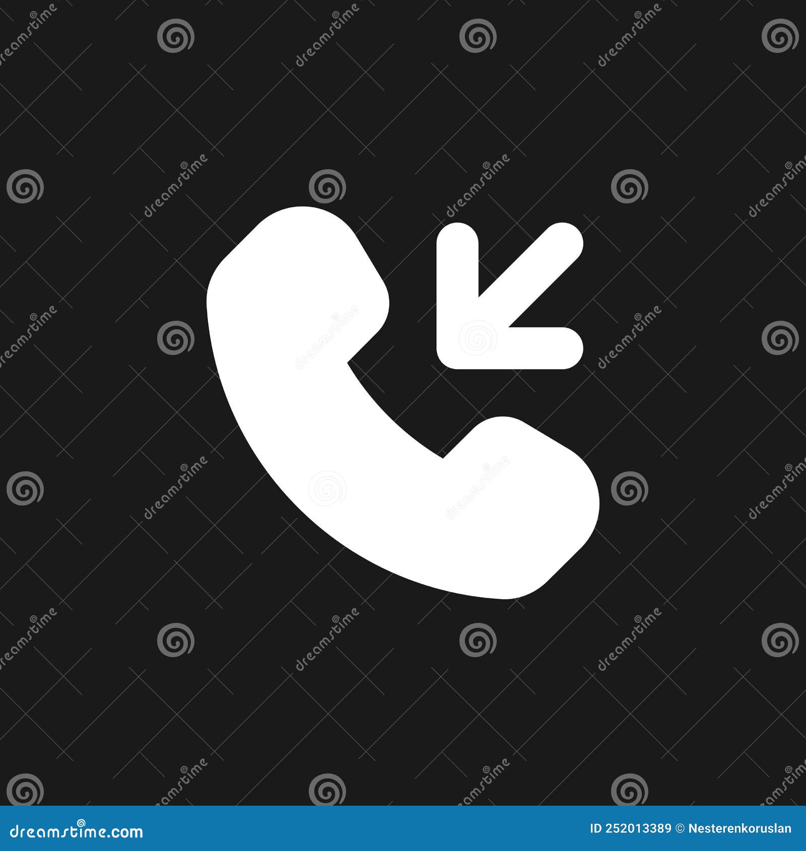 Incoming Call Dark Mode Glyph Ui Icon Stock Illustration - Illustration ...