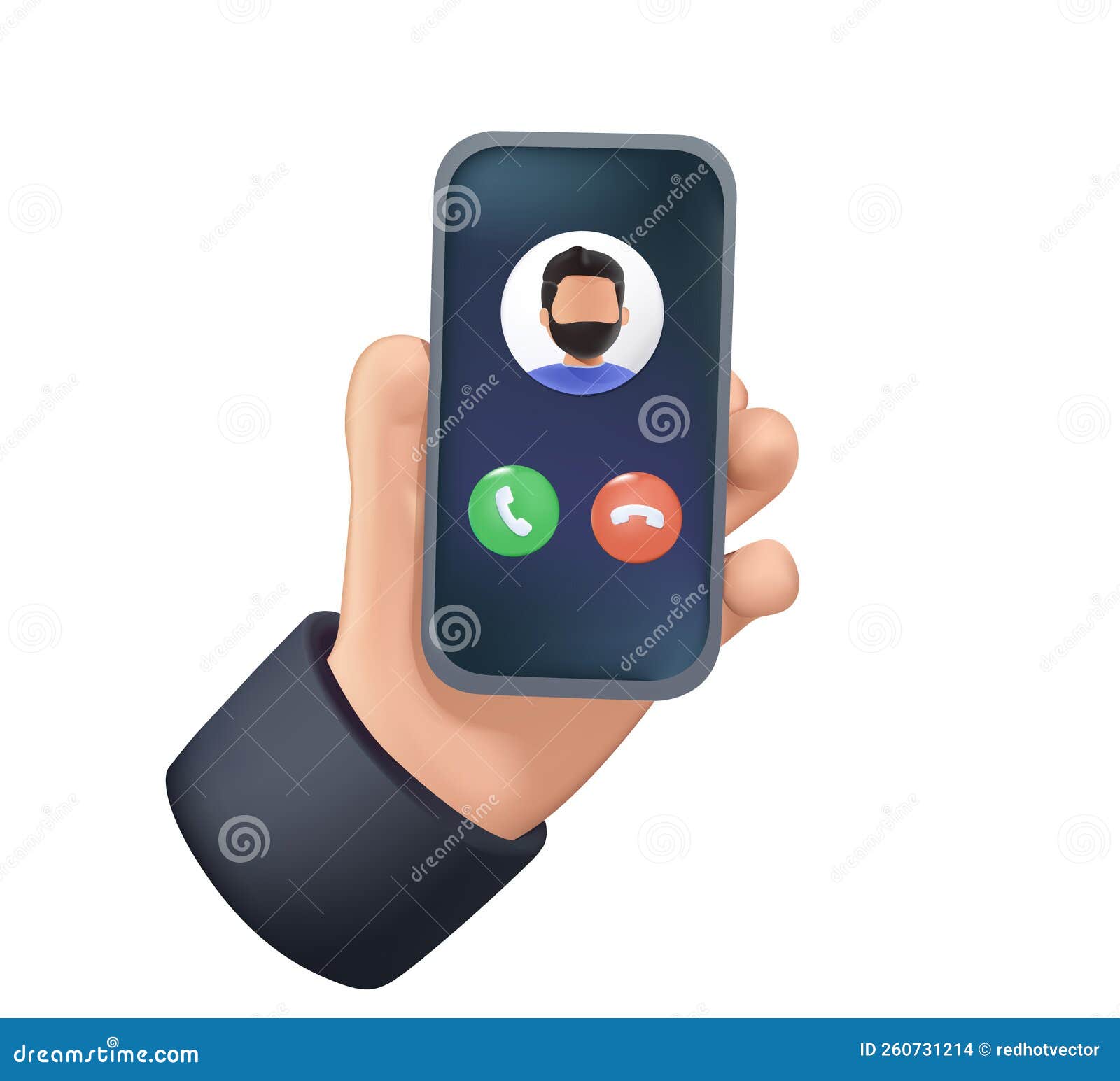 Incoming Call on Mobile Phone. Hand Holding Smartphone Answer and ... Incoming Call on Mobile Phone. Hand Holding Smartphone Answer and ...