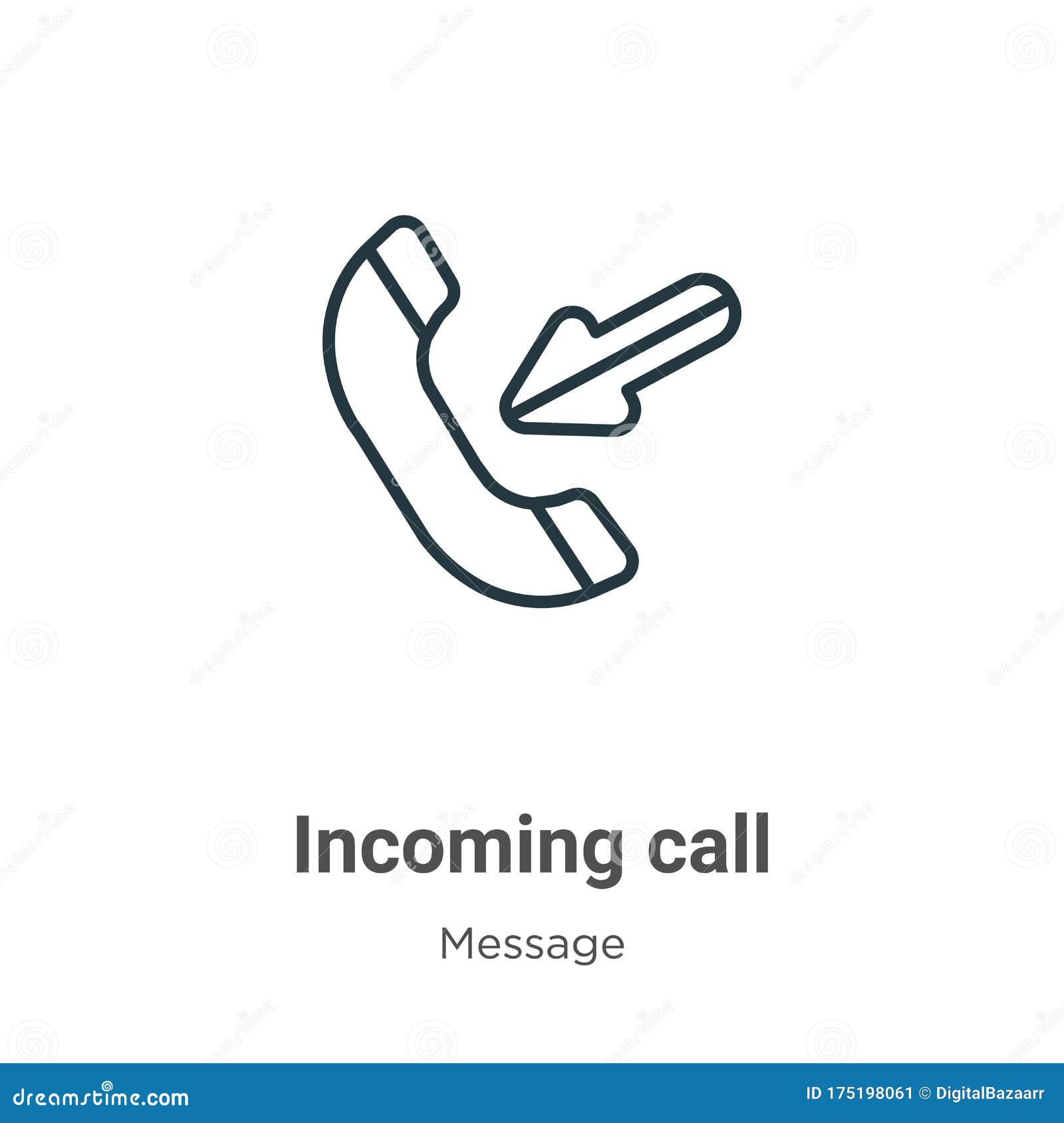 Incoming Call Outline Vector Icon. Thin Line Black Incoming Call Icon ...