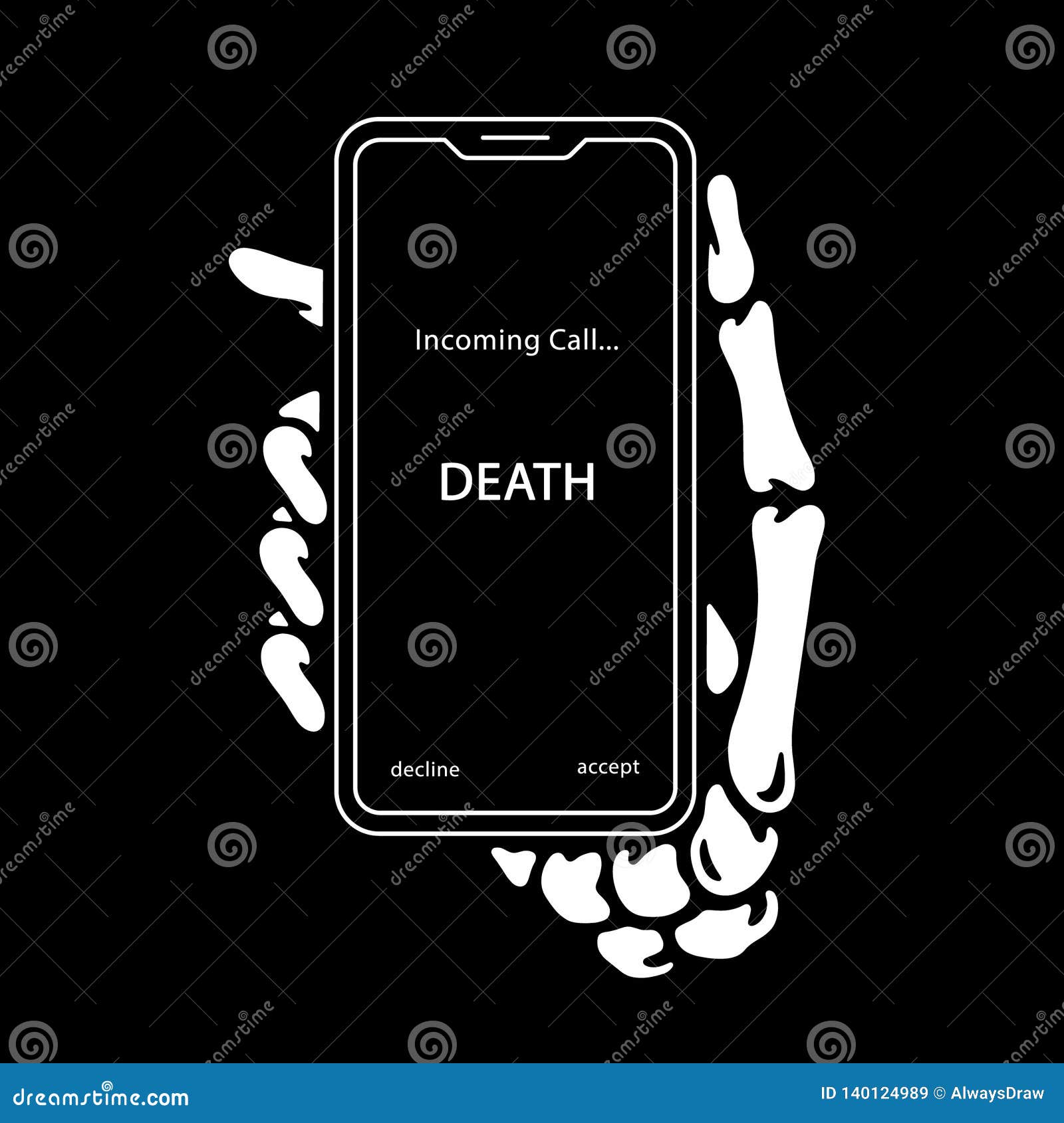 INCOMING CALL SKELETON HAND WITH PHONE Cartoon Vector | CartoonDealer ...