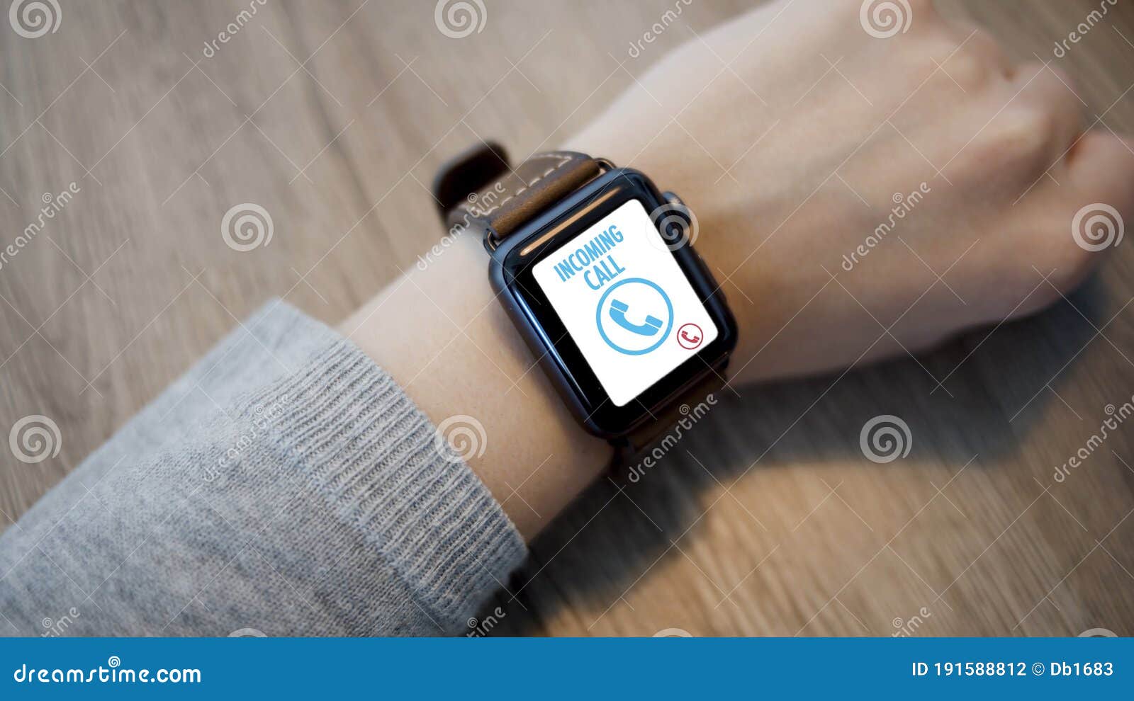 Incoming Call on Smart Watch Screen Stock Photo - Image of incoming ...