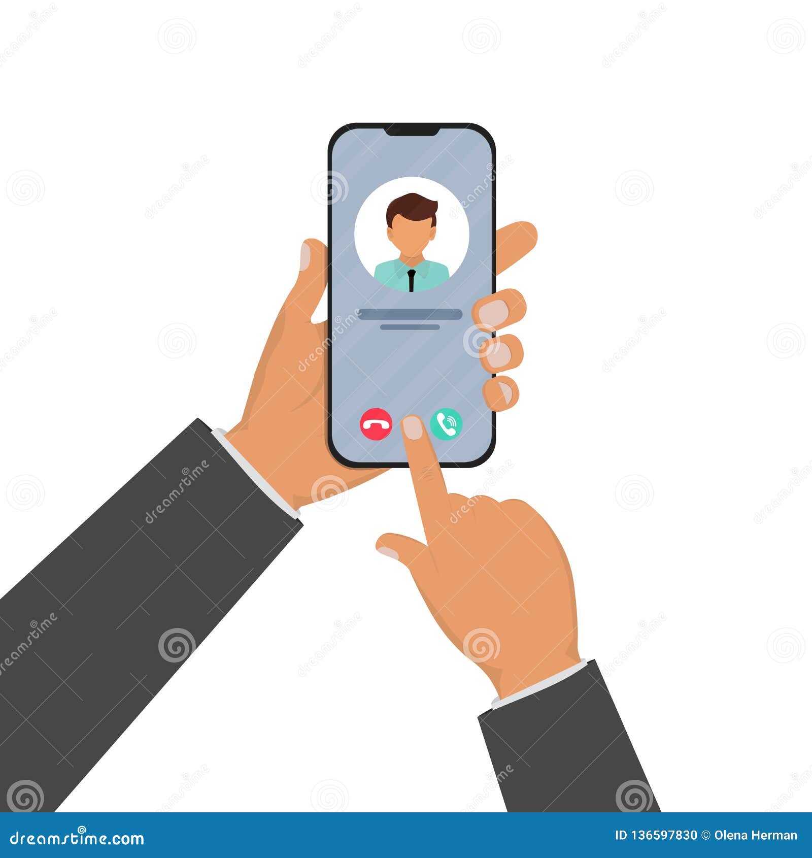 Incoming Call on Smartphone Screen. Calling Service. Modern Concept for ...
