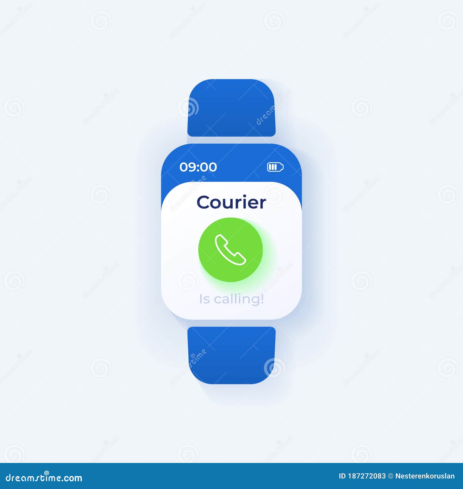 Incoming Call Smartwatch Interface Vector Template Stock Vector ...