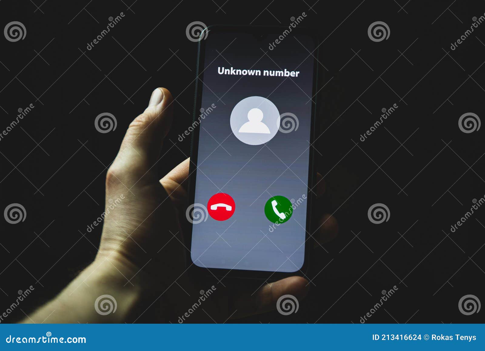 Incoming Call from Unknown Number. Scam Online on Phone Stock Photo ...