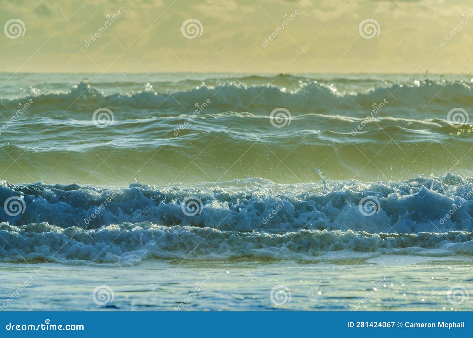 Incoming Waves Breaking Onto the Beach Stock Image - Image of water ...