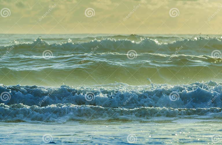 Incoming Waves Breaking Onto the Beach Stock Image - Image of water ...