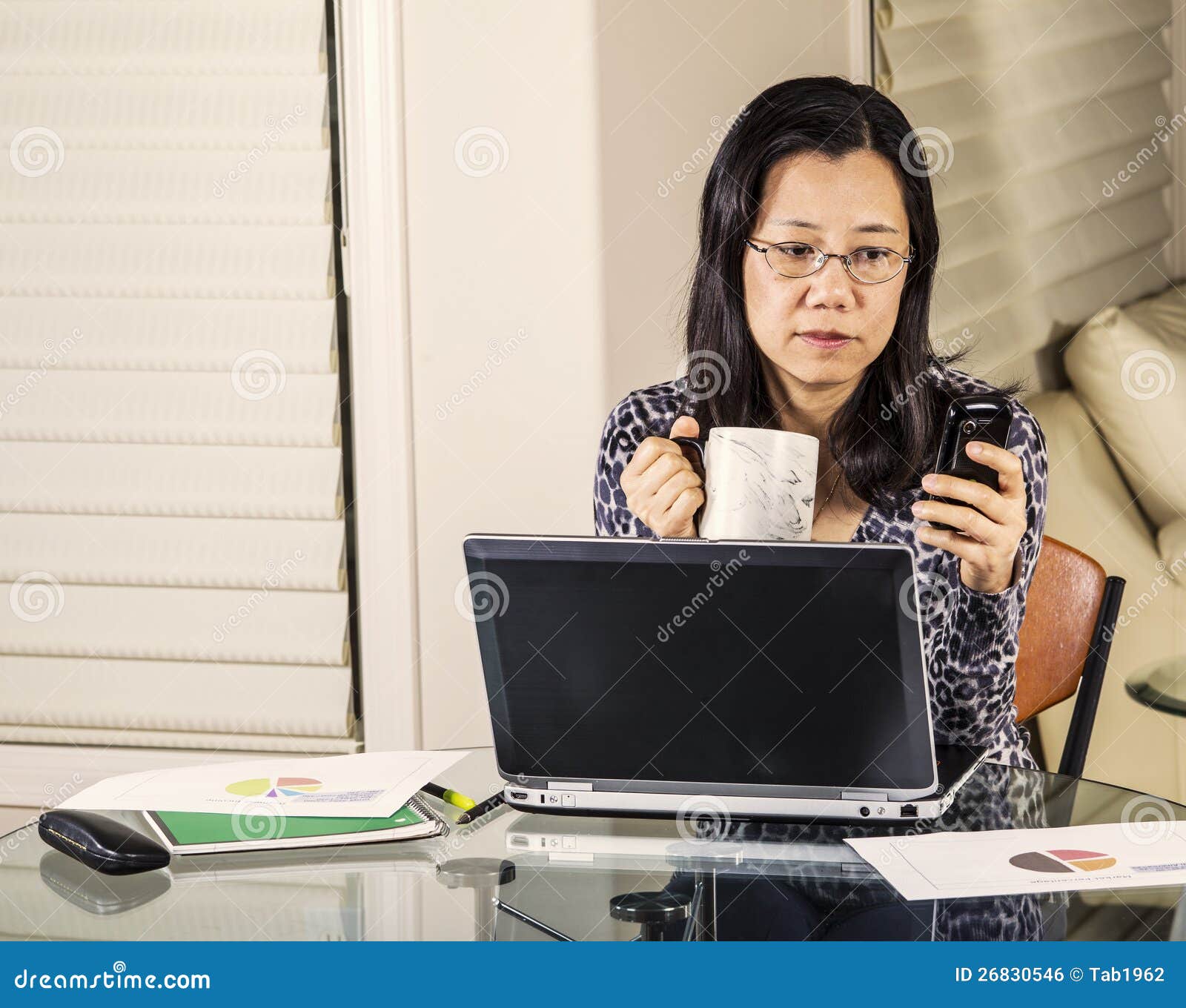 Incoming Work Message at Home Office Stock Photo - Image of computer ...