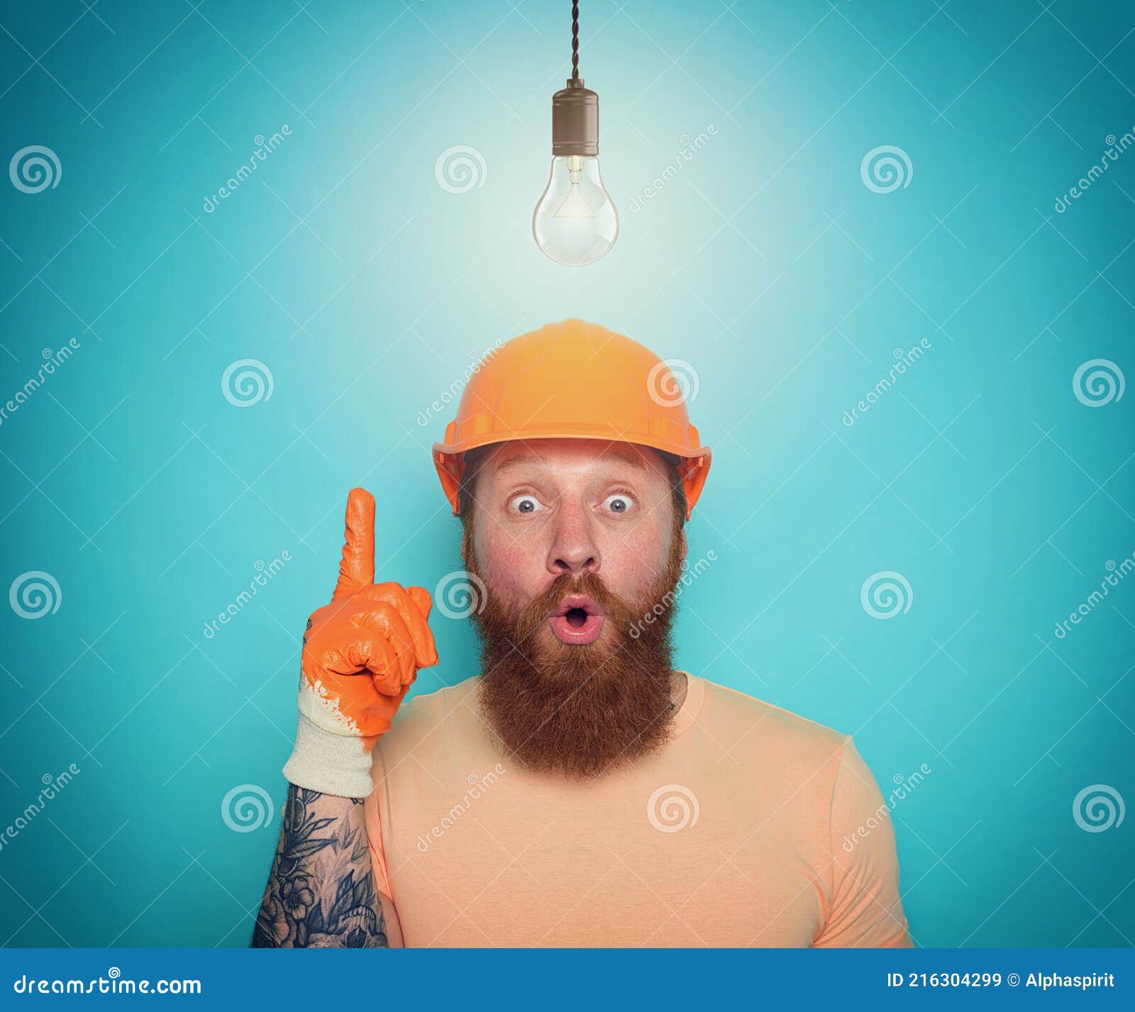 Incompetent Worker is Wondered about His Work. Cyan Background Stock ...
