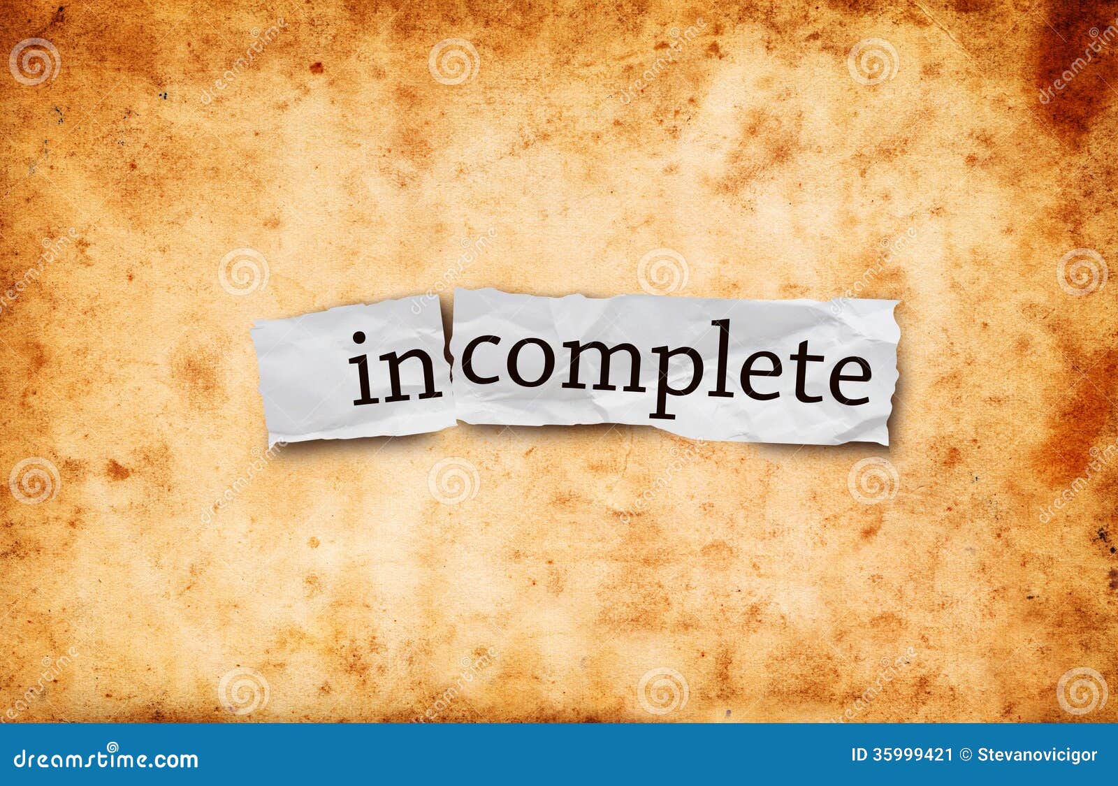 Incomplete concept stock image. Image of aged, paper - 35999421