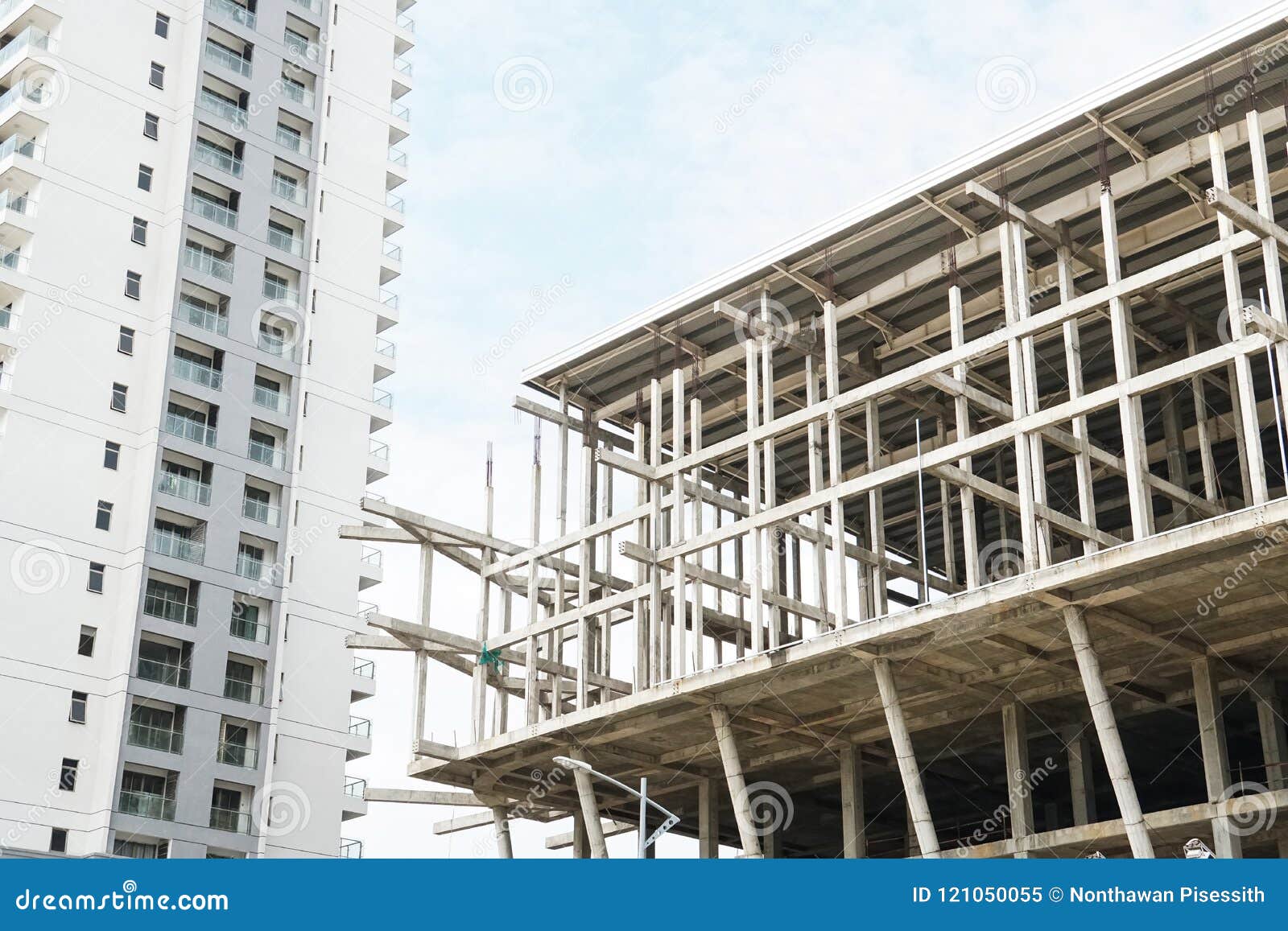 Incomplete Construction Site Building Architecture Structure Next To ...