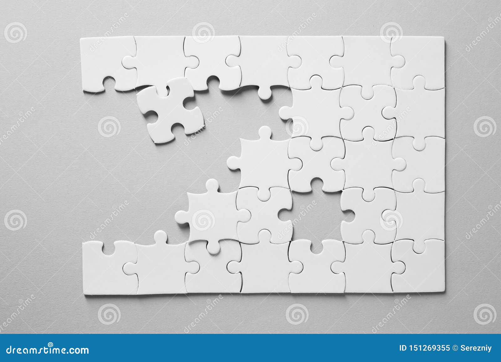 Incomplete Jigsaw Puzzle on Light Background Stock Image - Image of ...