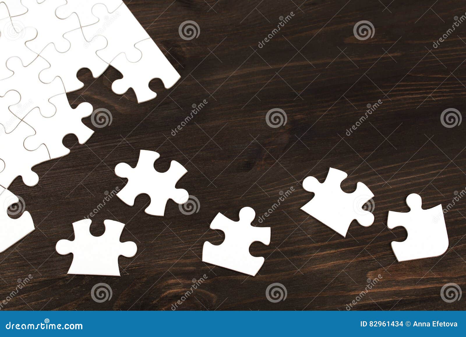 Incomplete Puzzle on Dark Wooden Table Stock Photo - Image of challenge ...